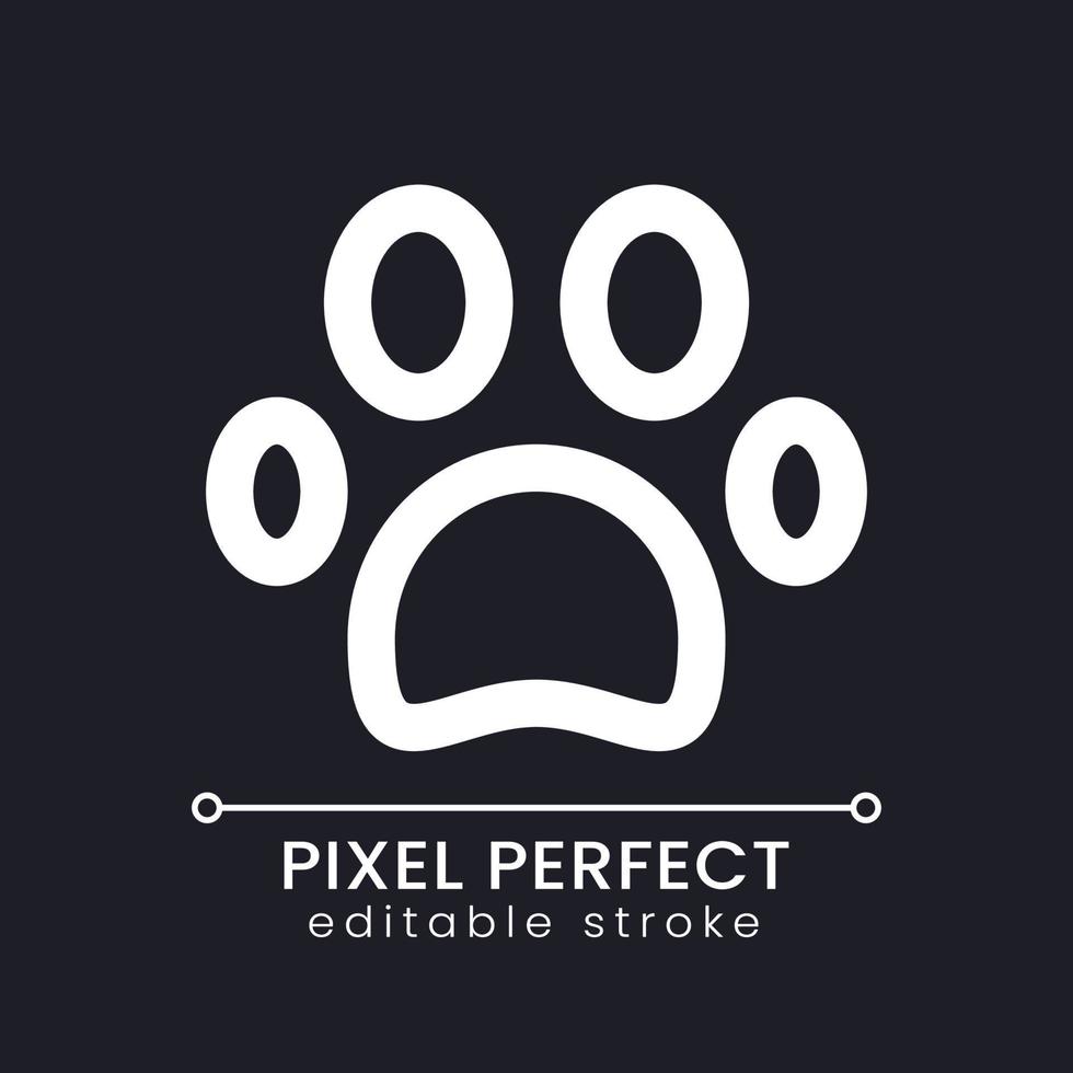 Pet friendly pixel perfect white linear ui icon for dark theme. Public place permission. Hotel ...