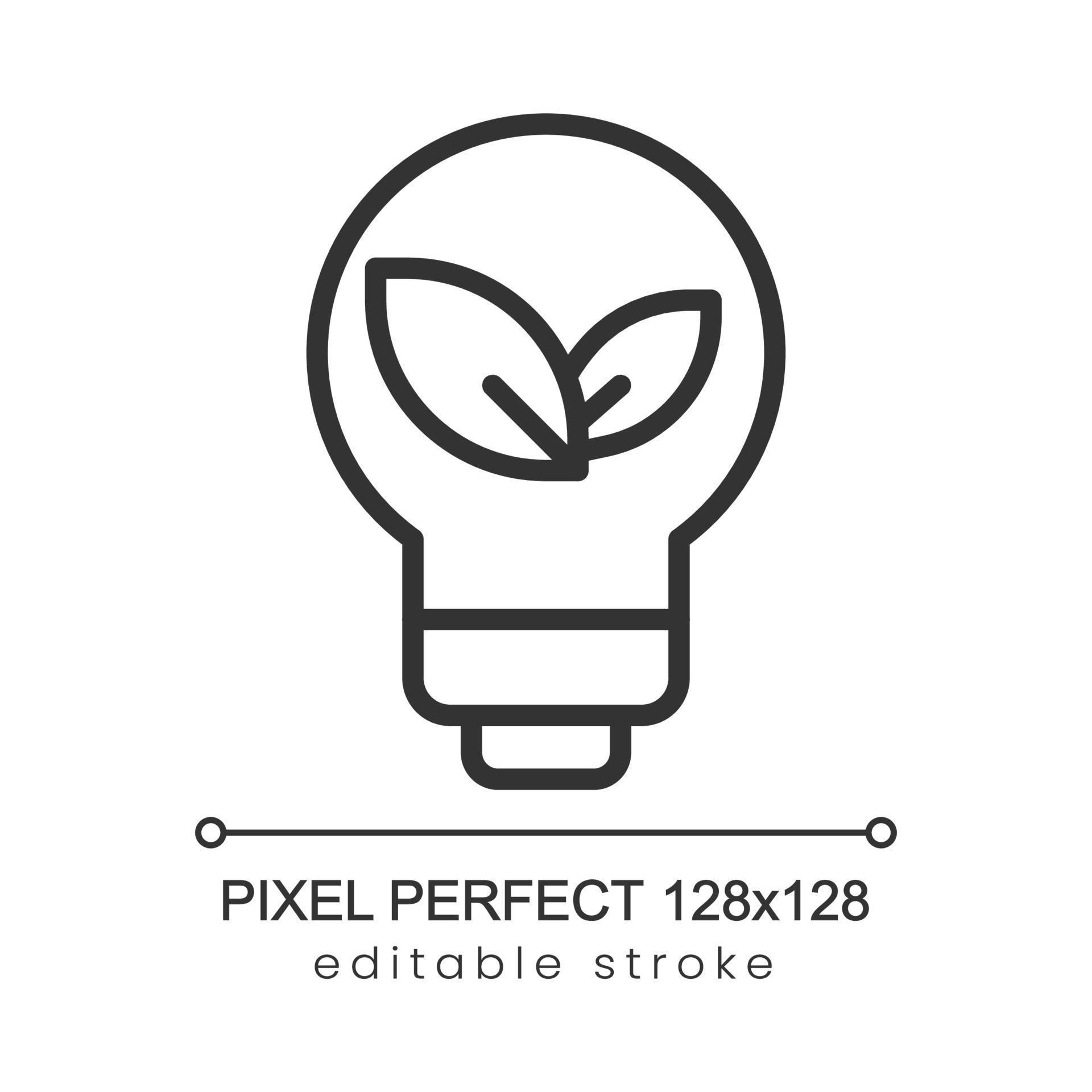 Eco friendly electricity pixel perfect linear icon. Alternative sources ... Eco friendly electricity pixel perfect linear icon. Alternative sources ...