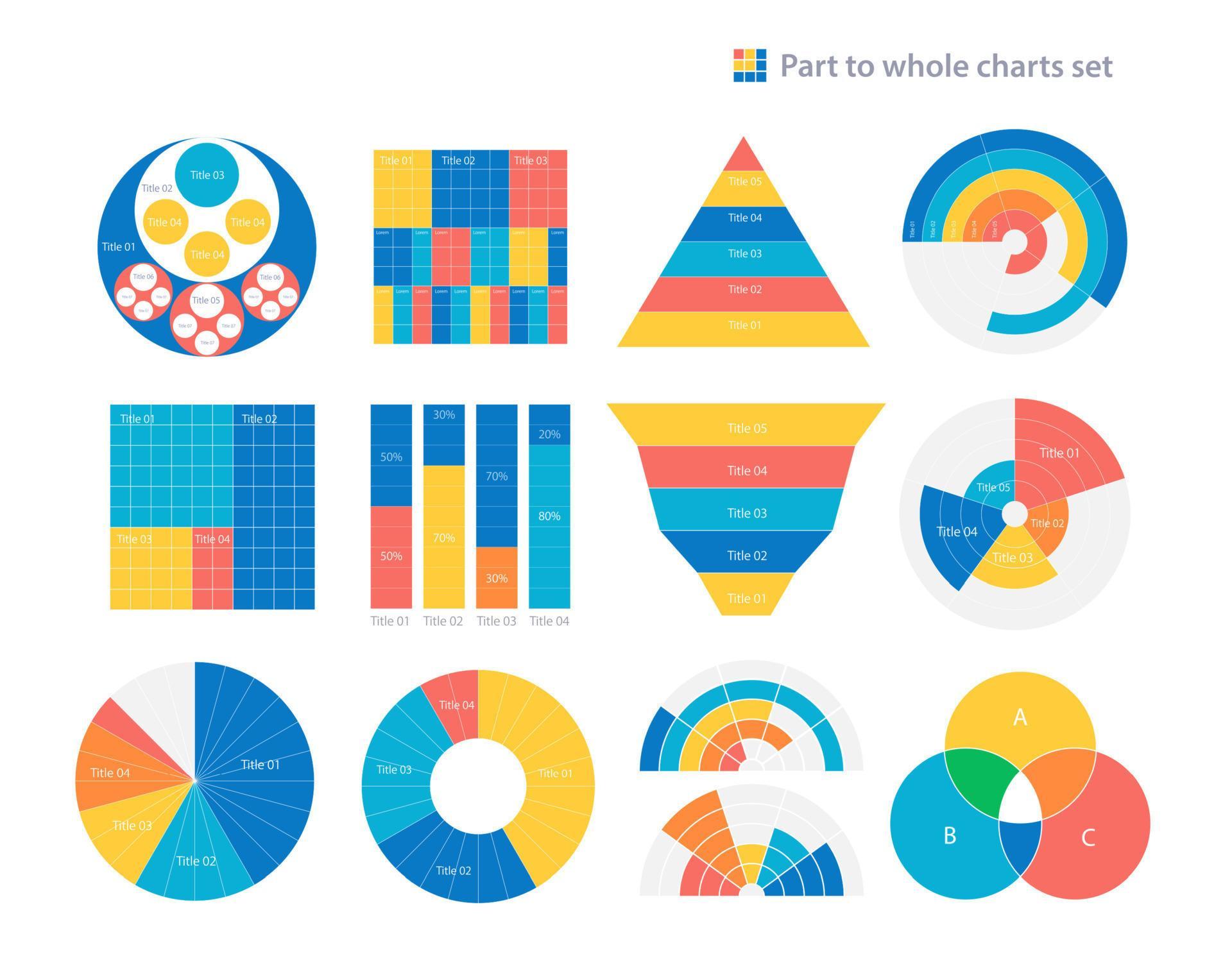 Part to whole infographic charts design template set. Comparison ...