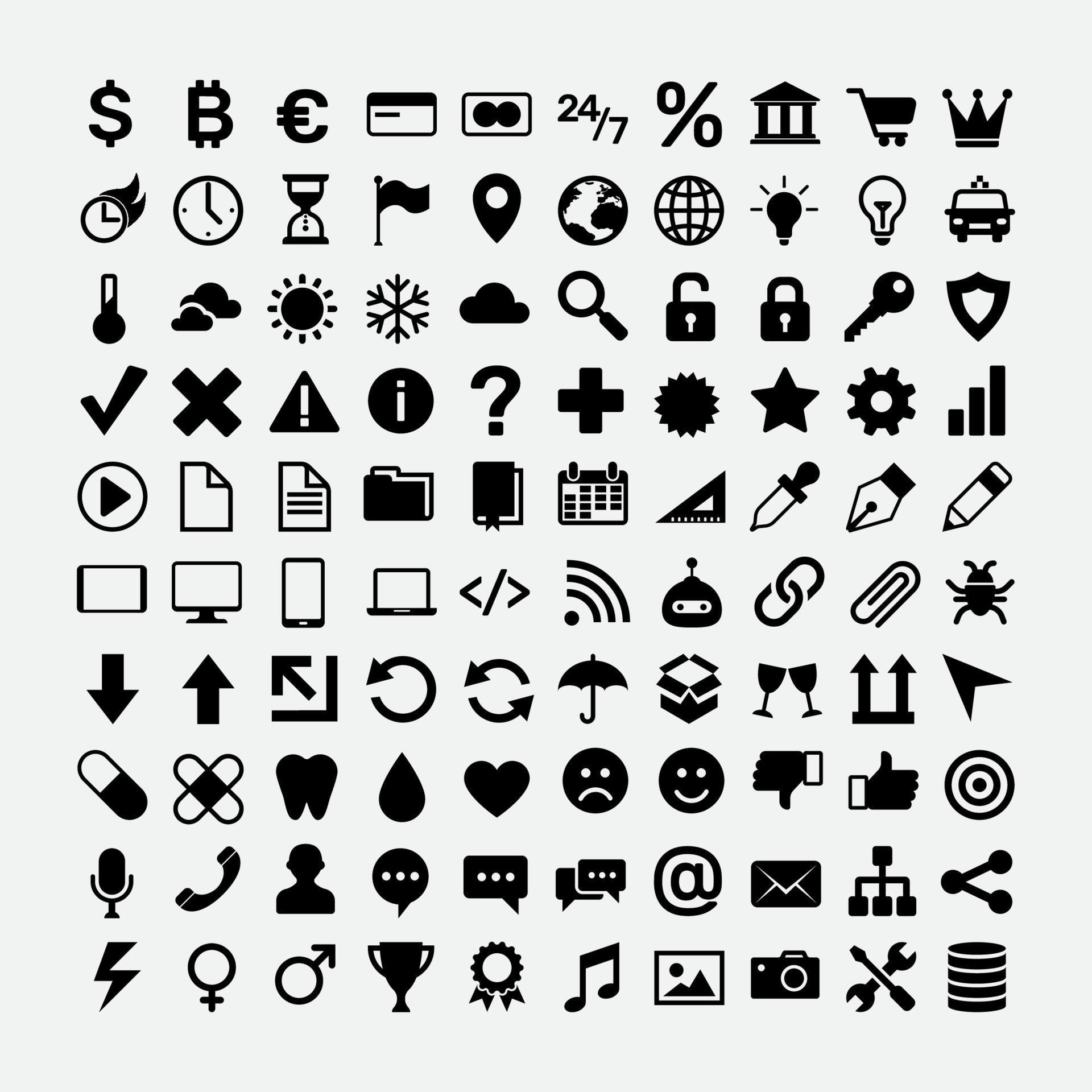 Set of black icons for web design.vector symbols 15485849 Vector Art at Vecteezy