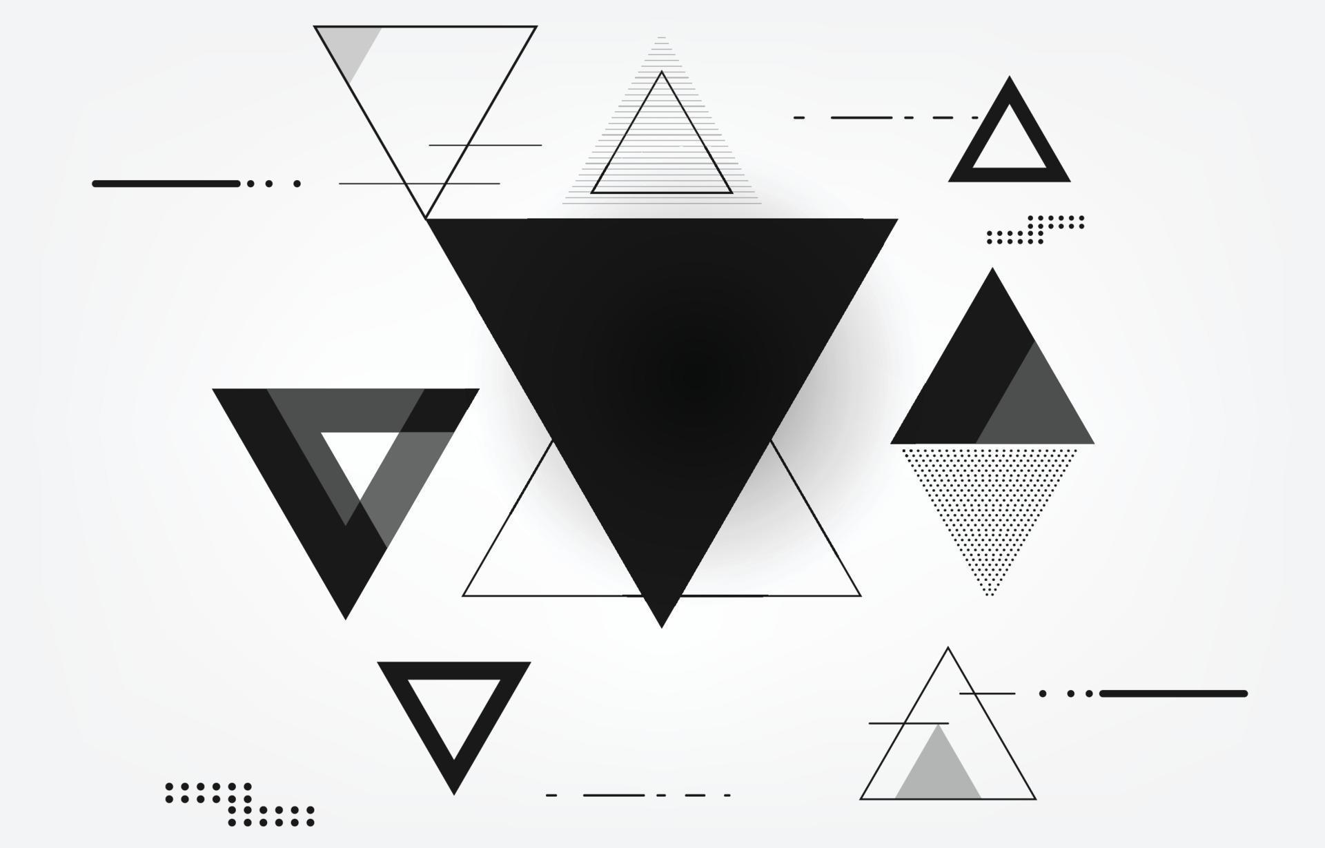 Vector geometric triangle shape.black and white colors background ...
