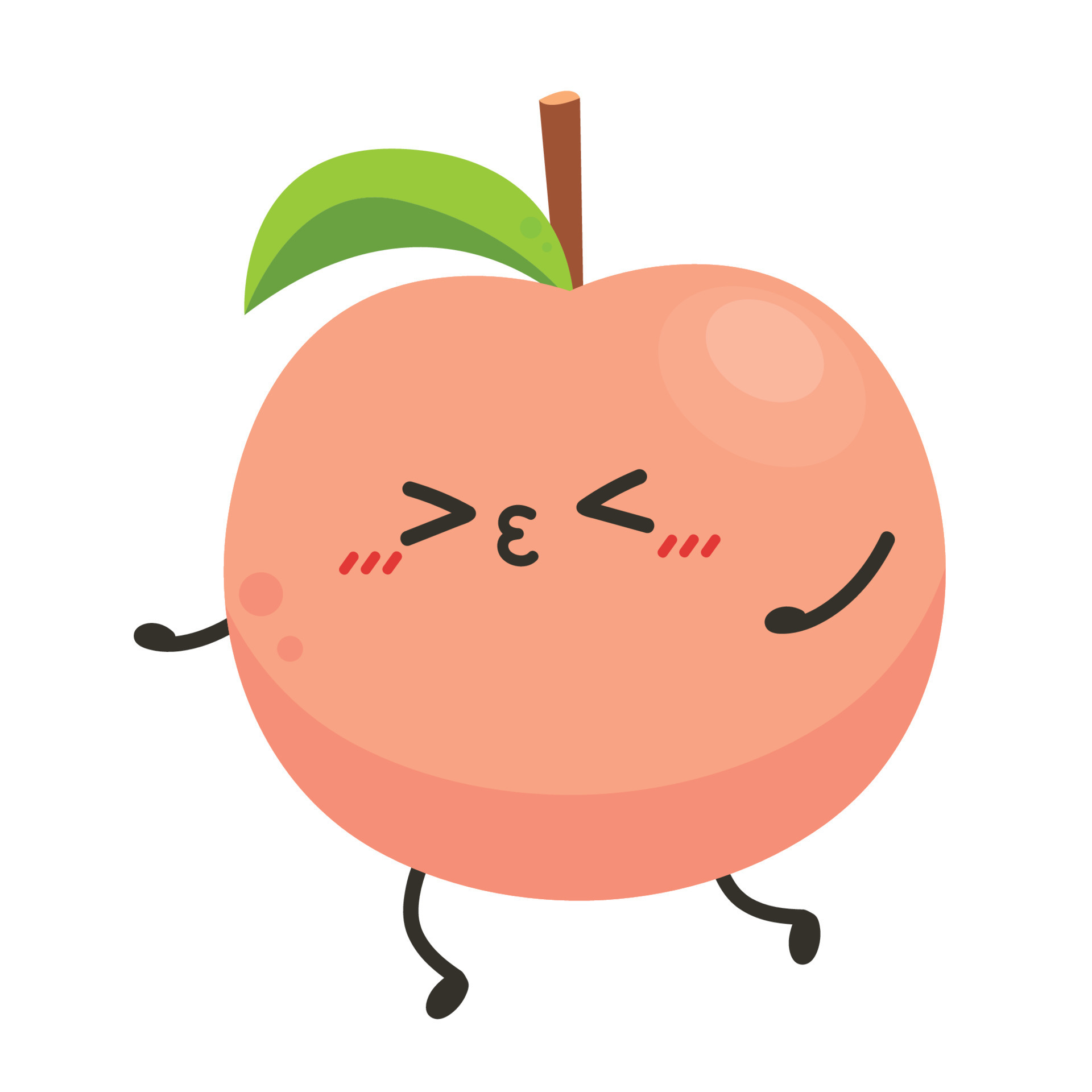 Peach Cartoon Vector Doodle Peach With Leaves Icon Peach Fruit