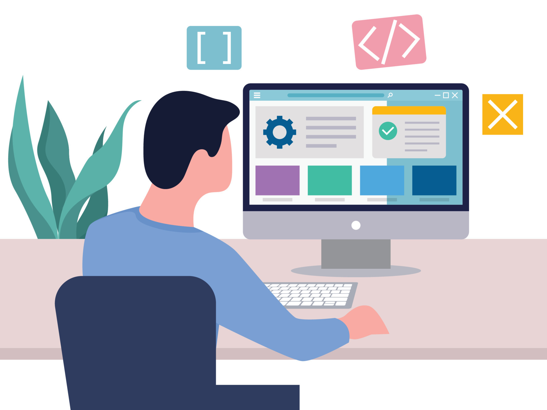 Web developer doing programming 15492575 Vector Art at Vecteezy