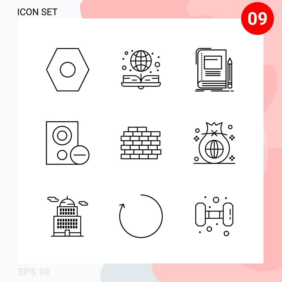 Vector Pack of 9 Icons in Line Style Creative Outline Pack isolated on ...