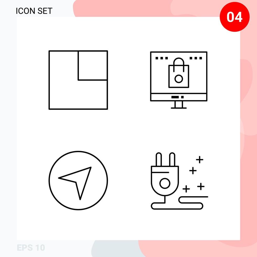 Vector Pack of 4 Icons in Line Style Creative Outline Pack isolated on ...