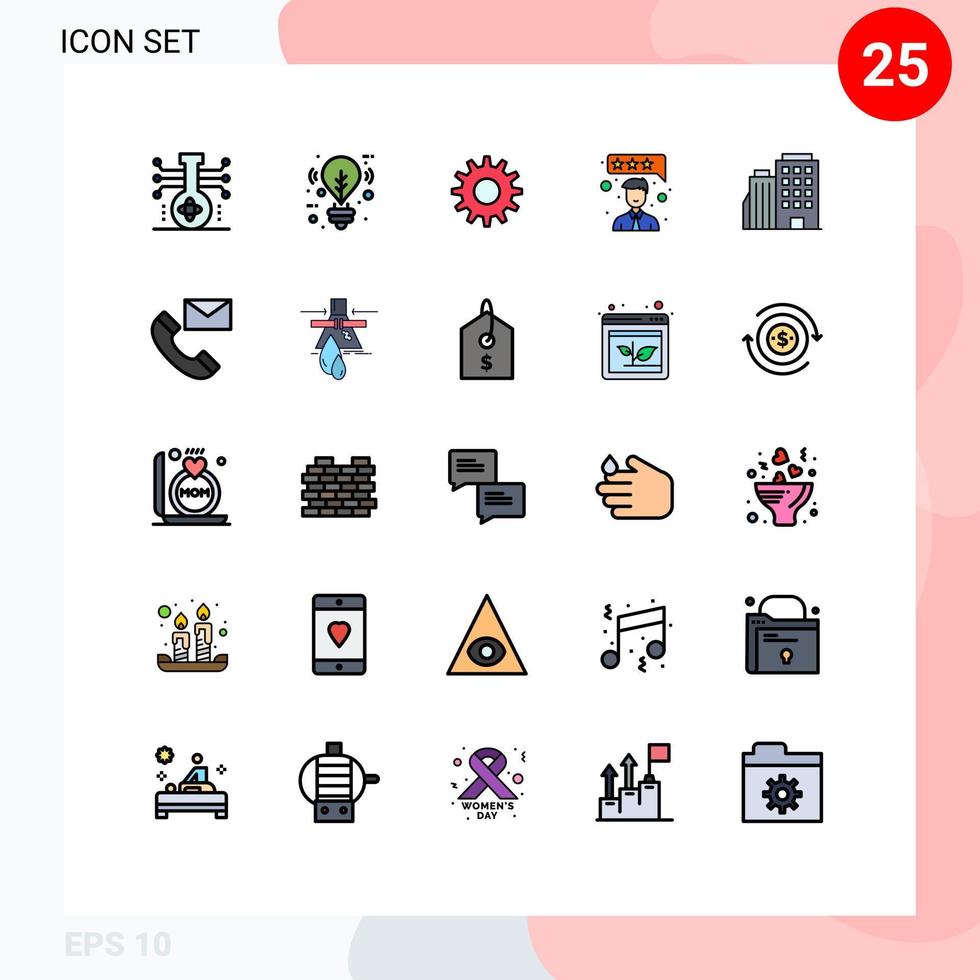 Mobile Interface Filled Line Flat Color Set Of 25 Pictograms Of Home