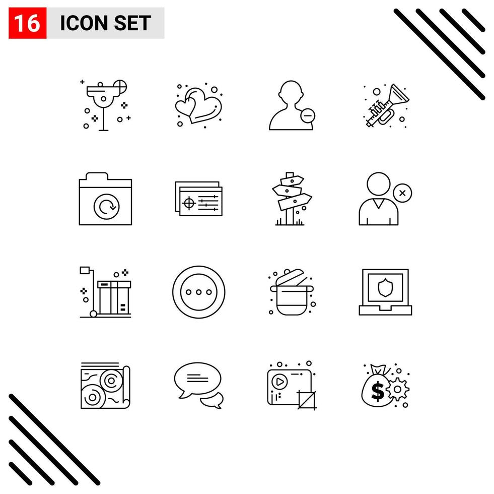 Mobile Interface Outline Set Of 16 Pictograms Of Restore Folder Basic Music Ireland Editable