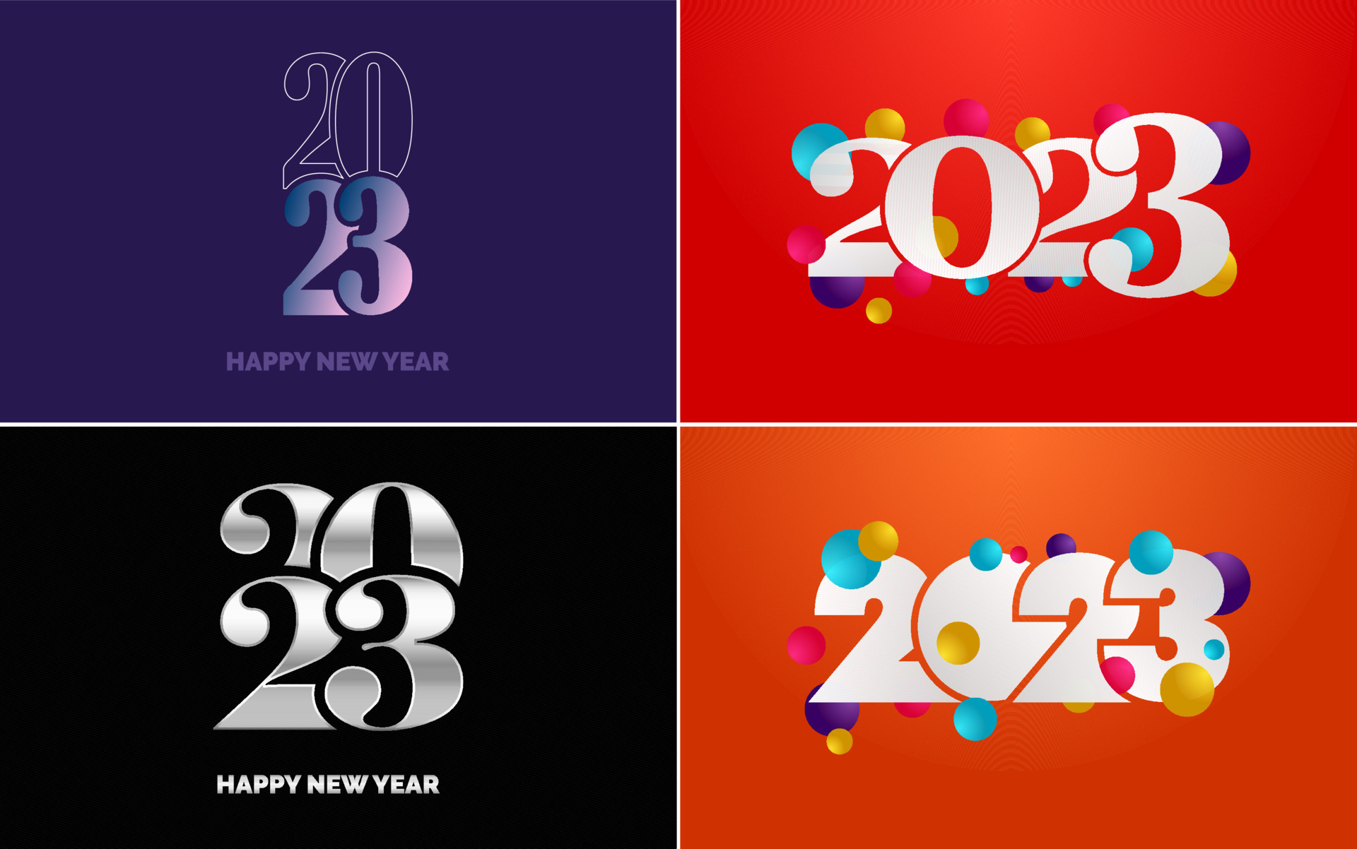 Happy New Year 2023 text design Pack. for Brochure design template. card. banner 15497813 Vector ...