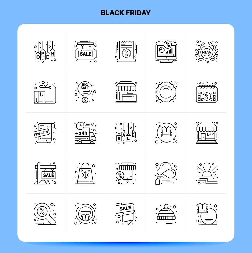 OutLine 25 Black Friday Icon set Vector Line Style Design Black Icons Set Linear pictogram pack ...