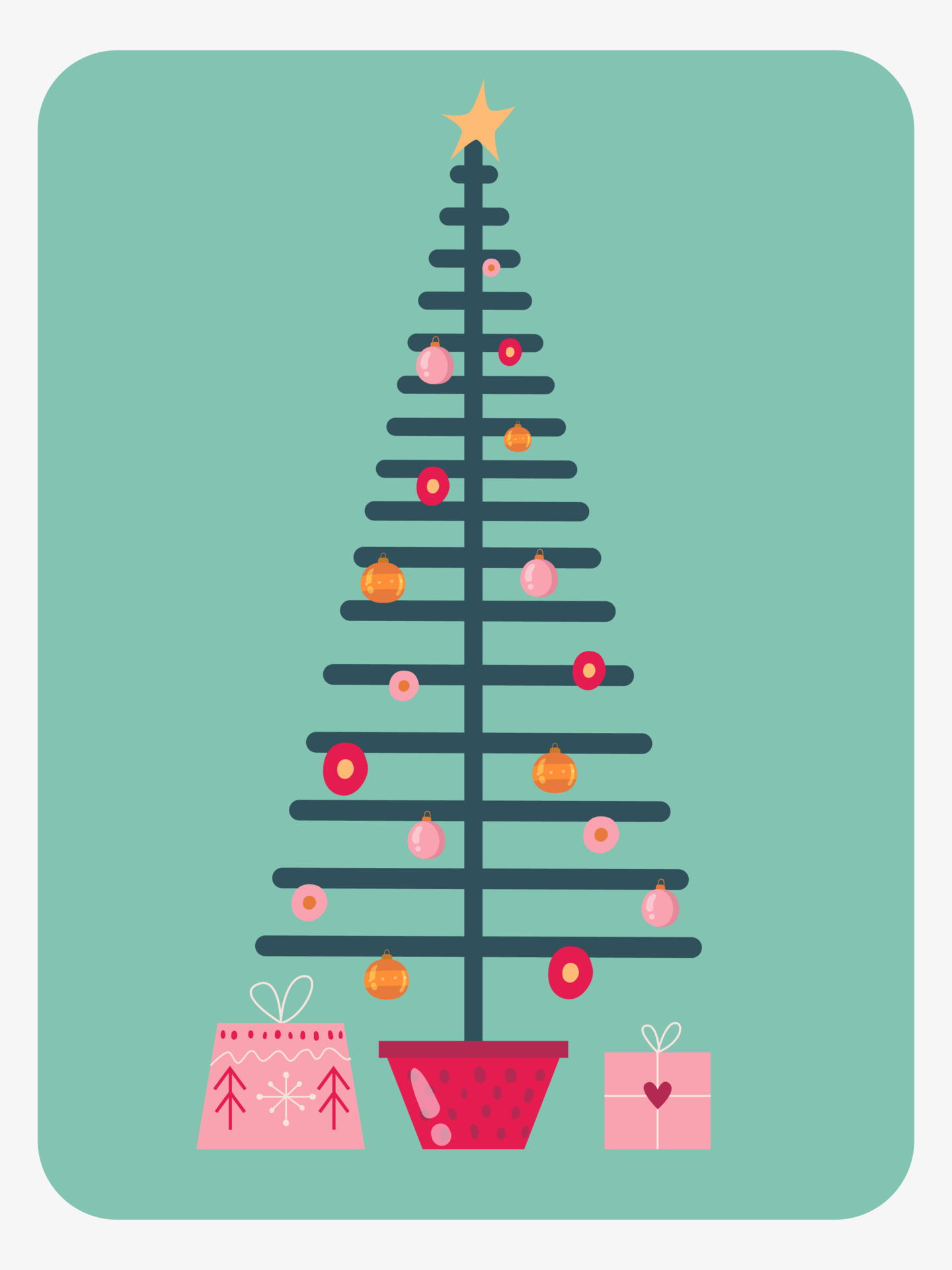 Minimalist Colorful Christmas tree with gifts 15501326 Vector Art at ...