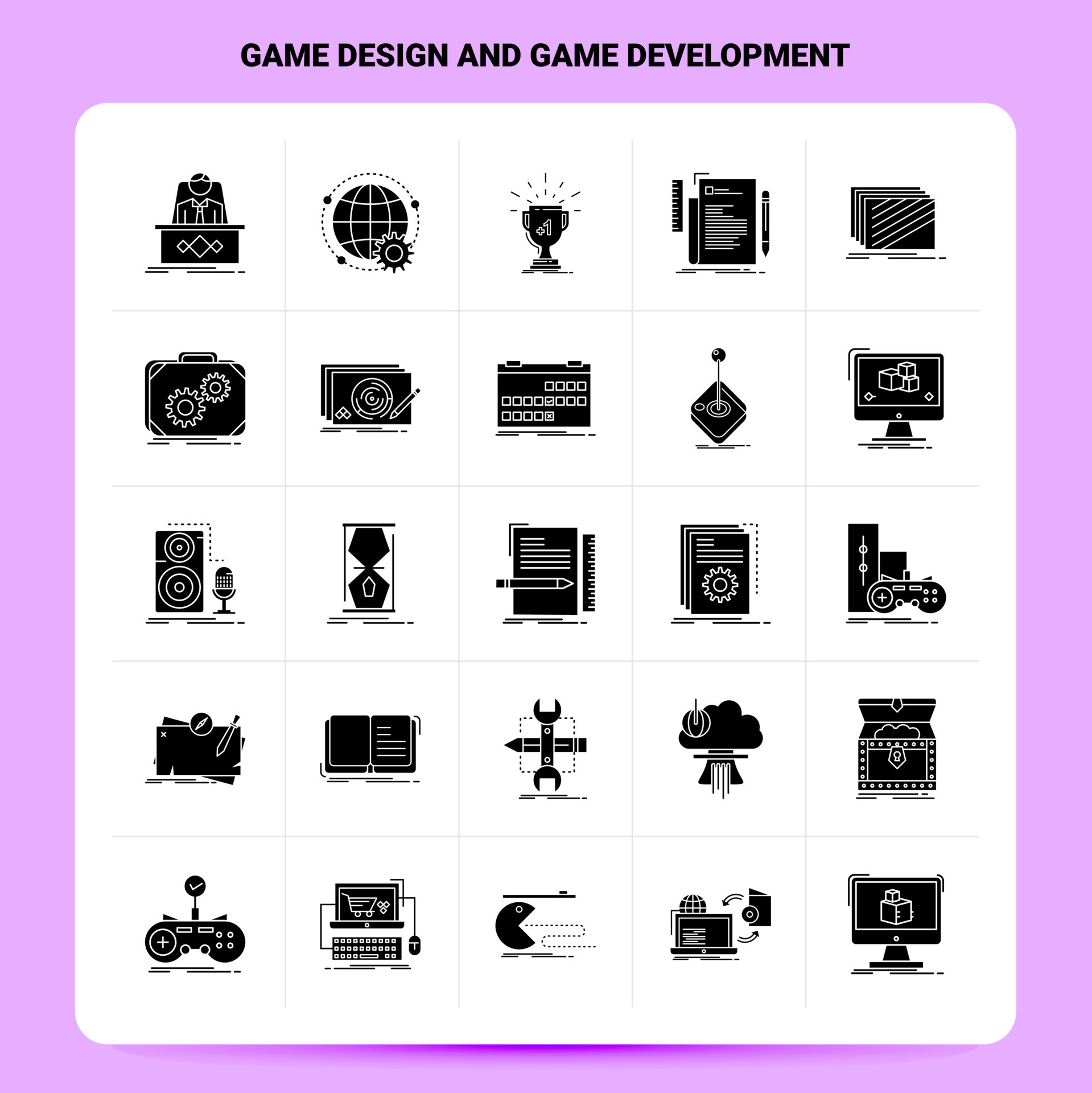 Solid 25 Game Design And Game Development Icon set Vector Glyph Style ...
