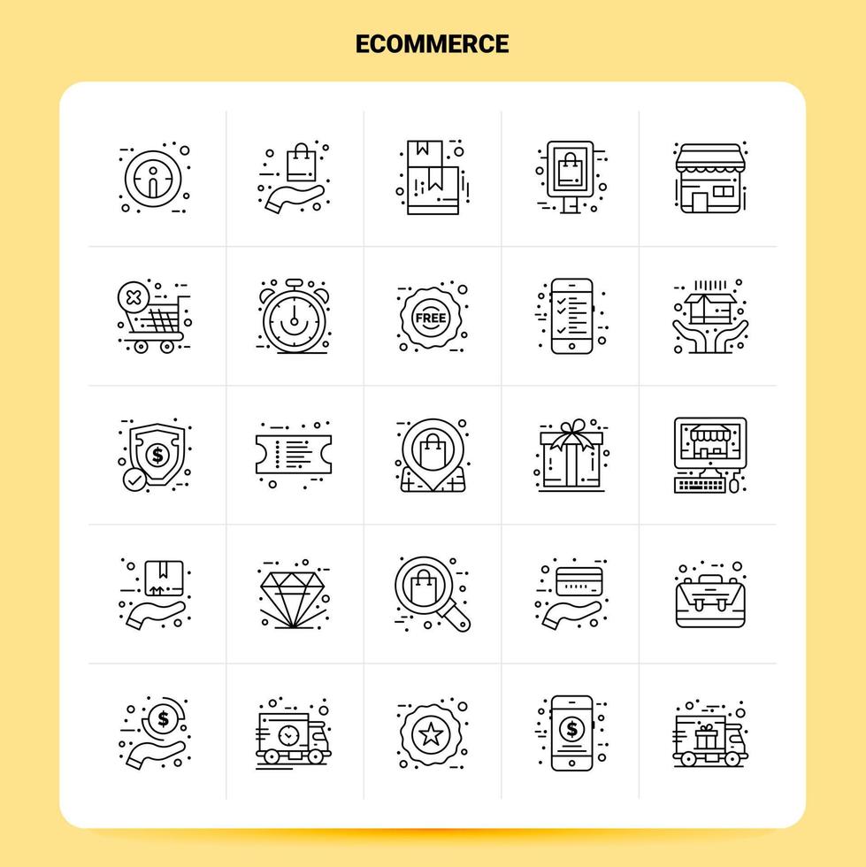 Outline 25 Ecommerce Icon Set Vector Line Style Design Black Icons Set Linear Pictogram Pack Web