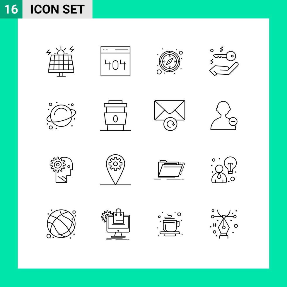 Set of 16 Vector Outlines on Grid for coffee science compass rotation key Editable Vector Design ...