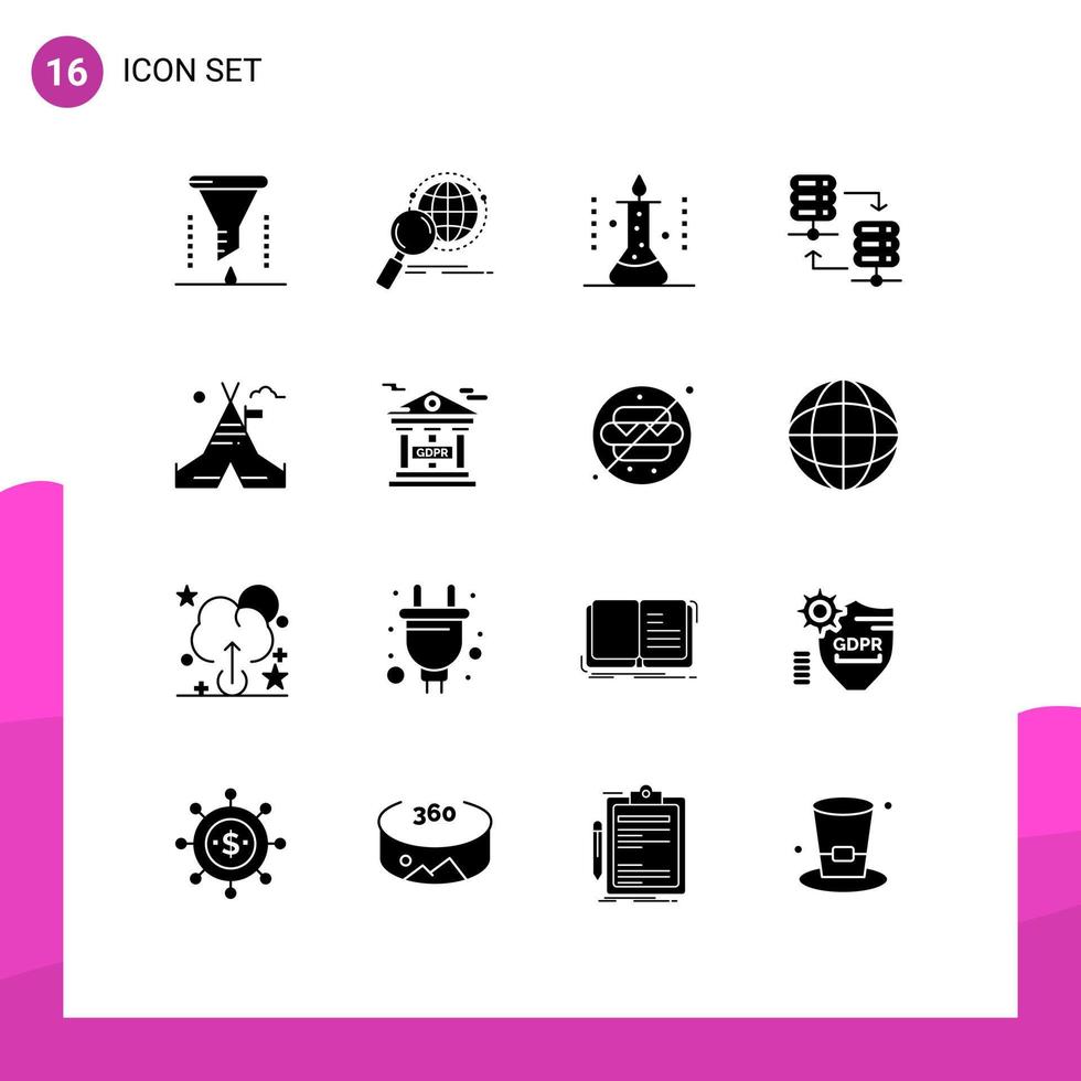 Set Of 16 Vector Solid Glyphs On Grid For Server Rack Server Research