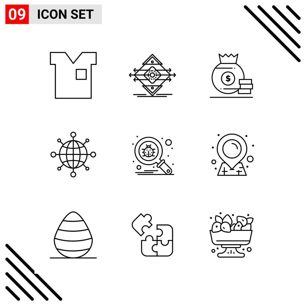 Pixle Perfect Set of 9 Line Icons Outline Icon Set for Webite Designing ...