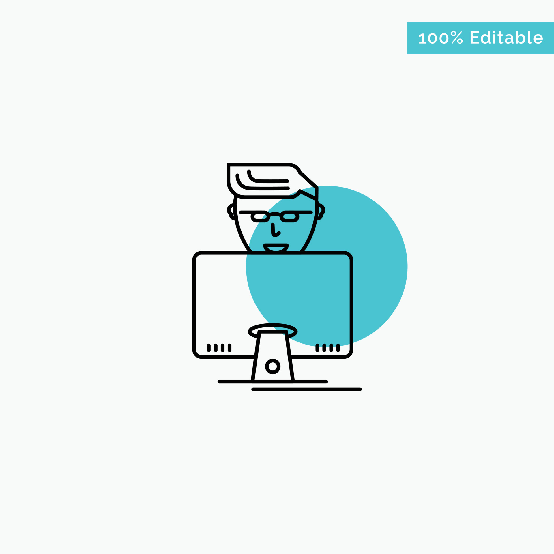 Hacker User Gamer Programmer Turquoise Highlight Circle Point Vector Icon 15502568 Vector Art At