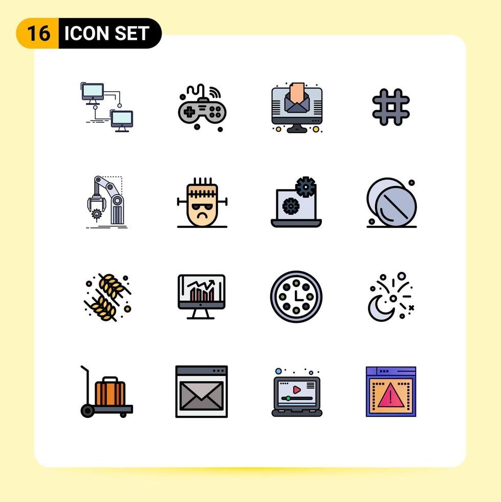 User Interface Pack Of 16 Basic Flat Color Filled Lines Of Twitter Hash Tag Things Follow