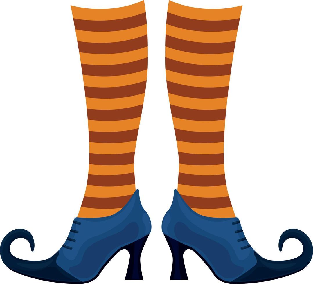 Botas De Bruja De Color Lila Con Narices Puntiagudas En Calcetines De Rayas Naranjas Los