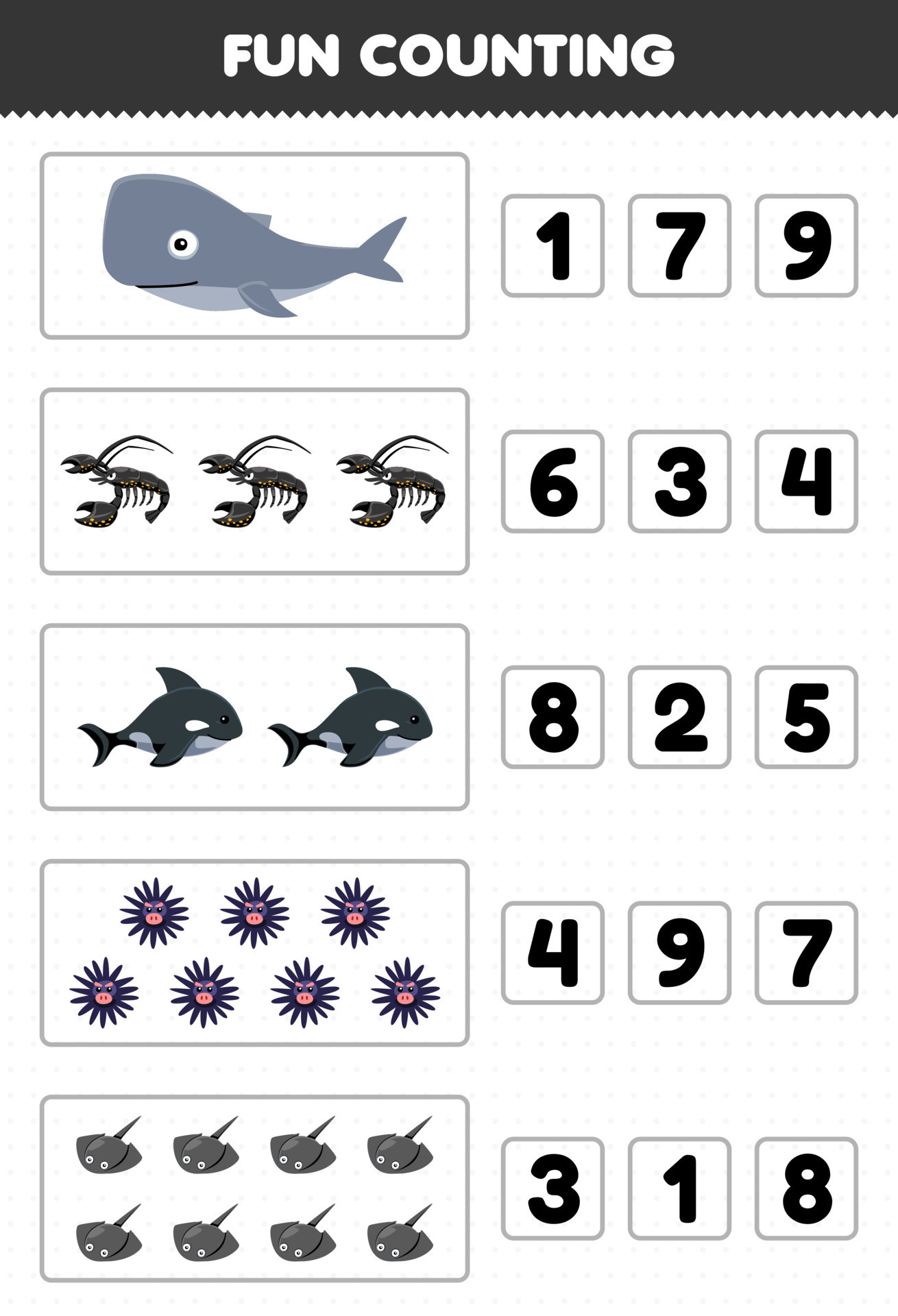 Education game for children fun counting and choosing the correct ...