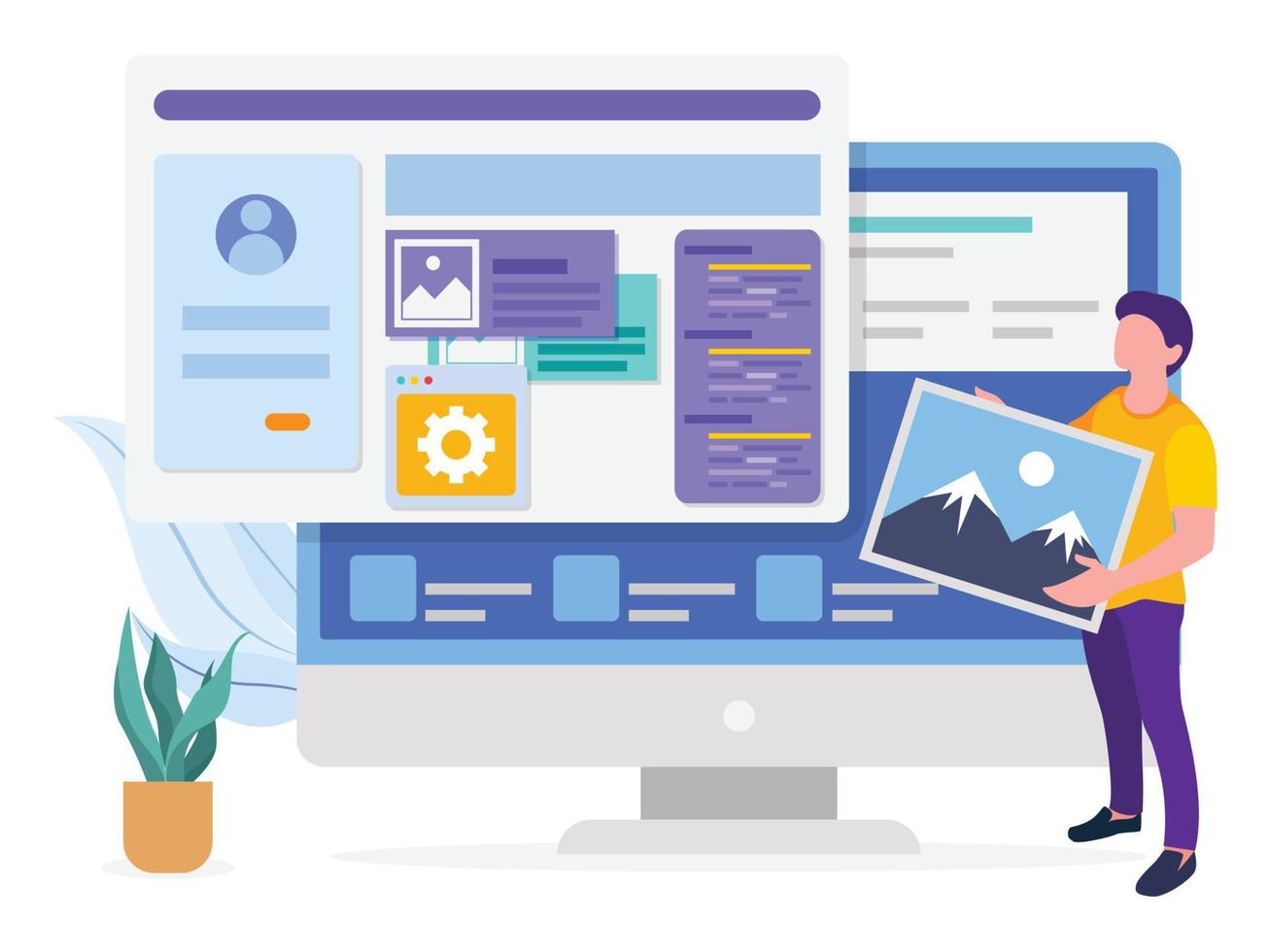 Male Front End Developer Designing Dashboard 15508773 Vector Art At