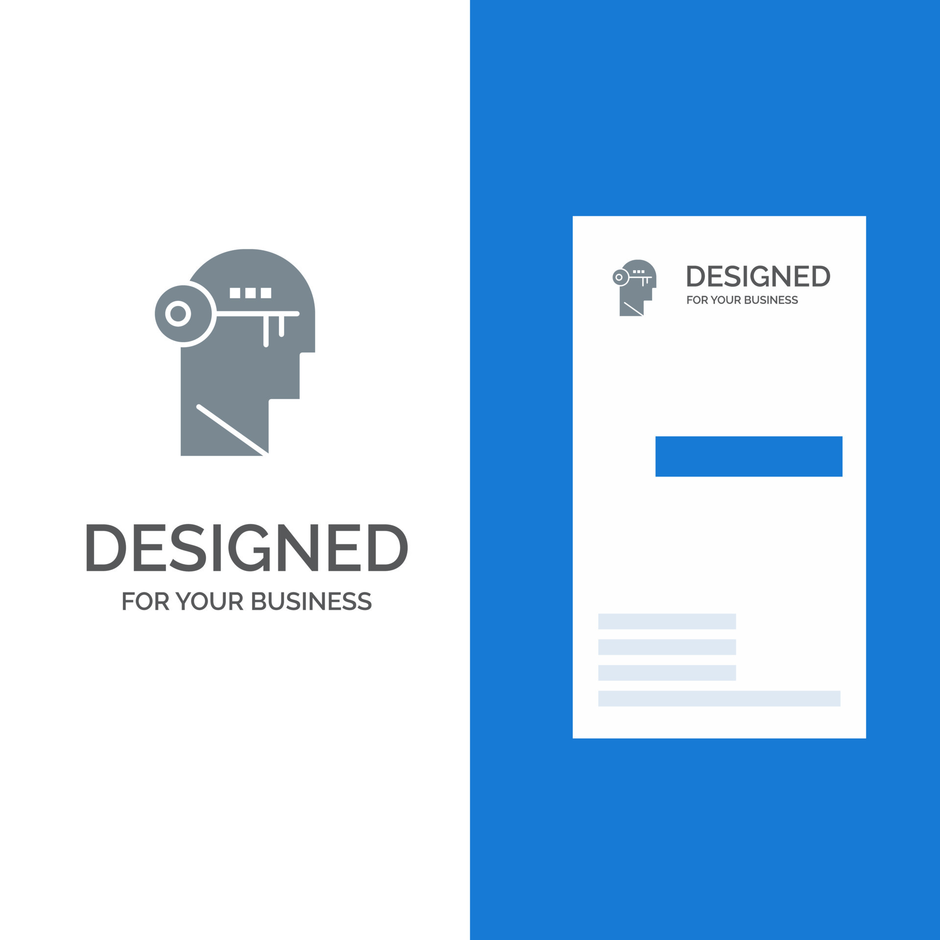 Brain Key Lock Mind Unlock Grey Logo Design and Business Card Template ... Brain Key Lock Mind Unlock Grey Logo Design and Business Card Template ...