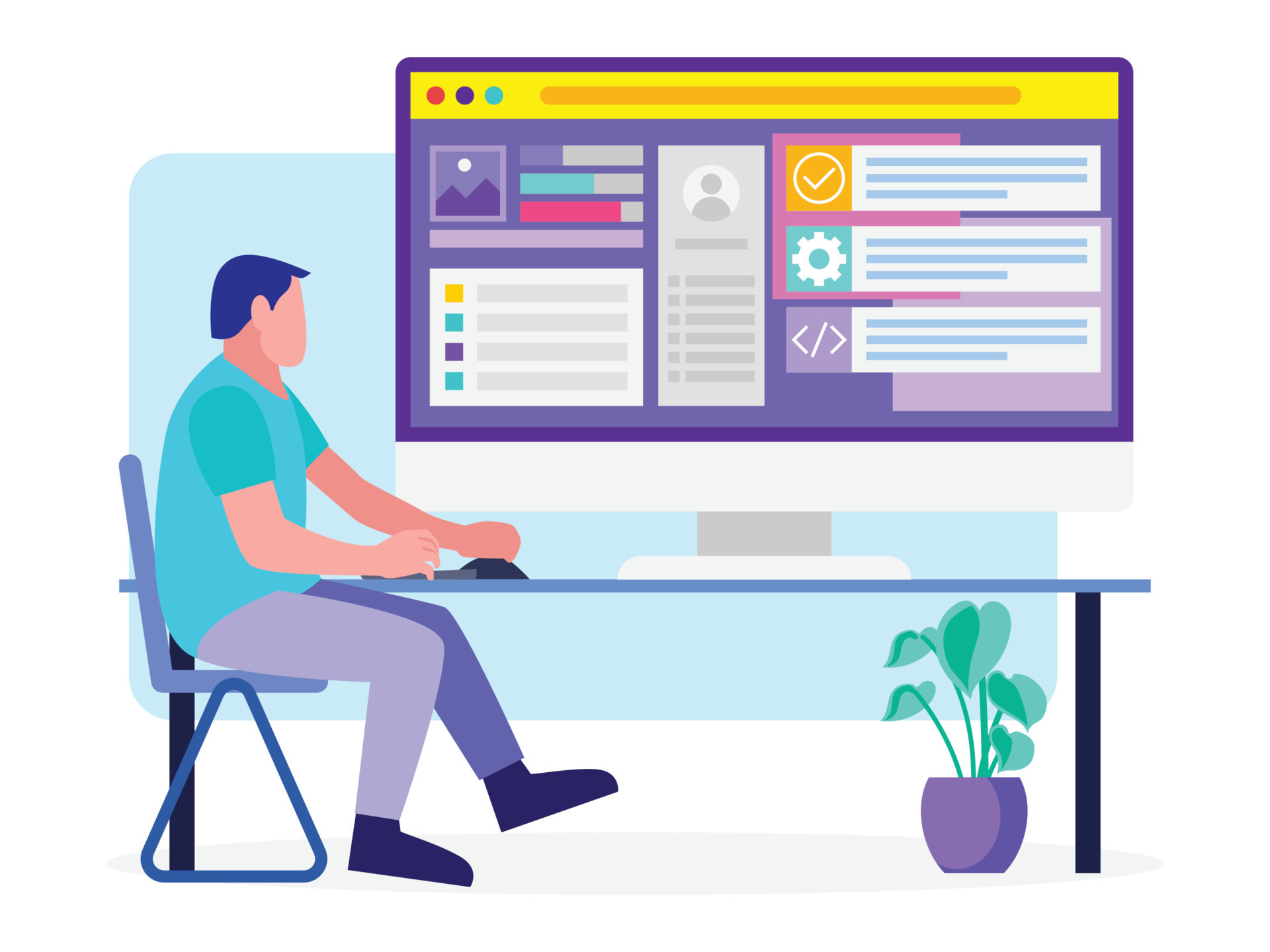 Web Developer working on website 15511711 Vector Art at Vecteezy