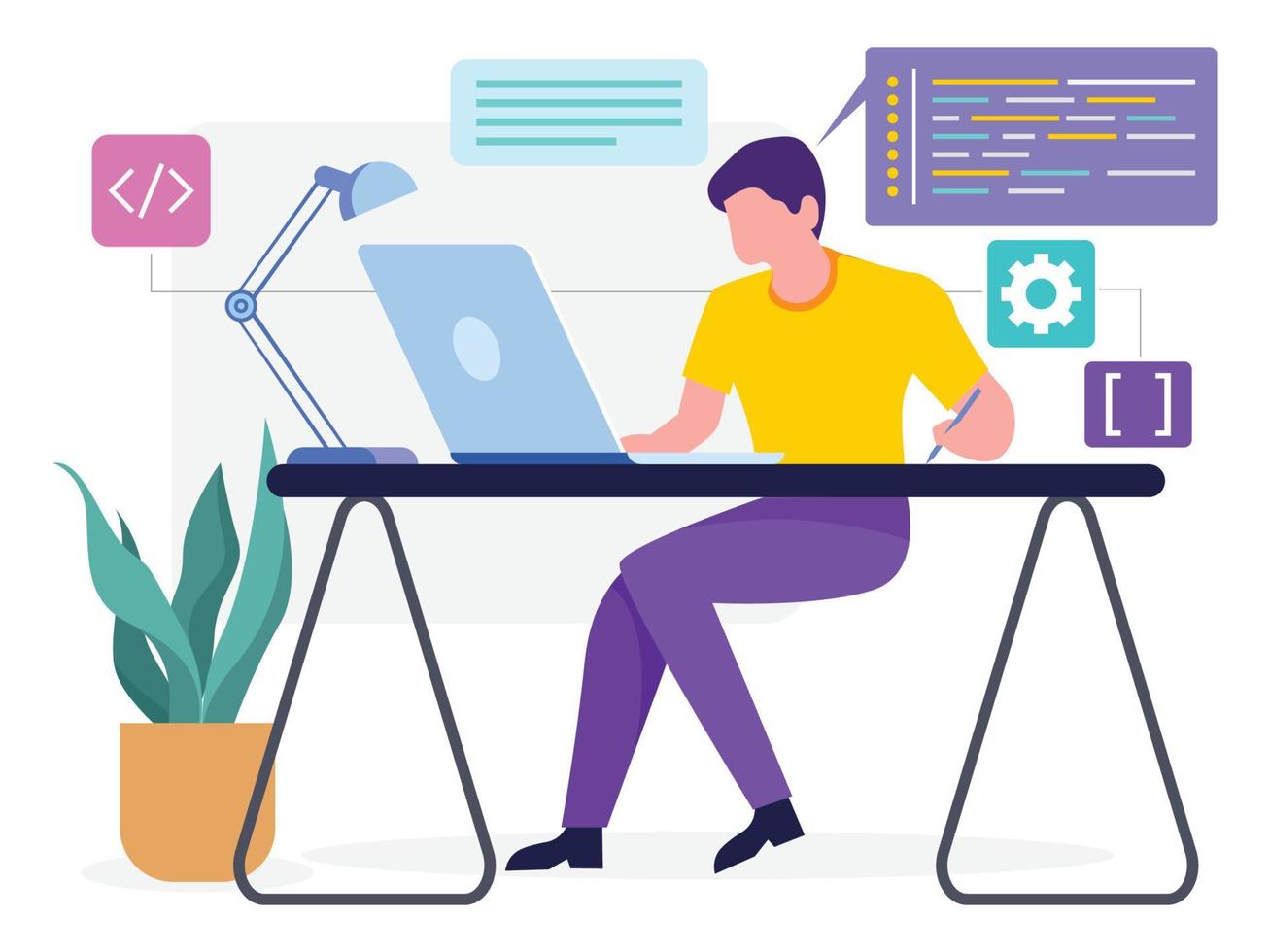 Web Developer doing codding 15511714 Vector Art at Vecteezy