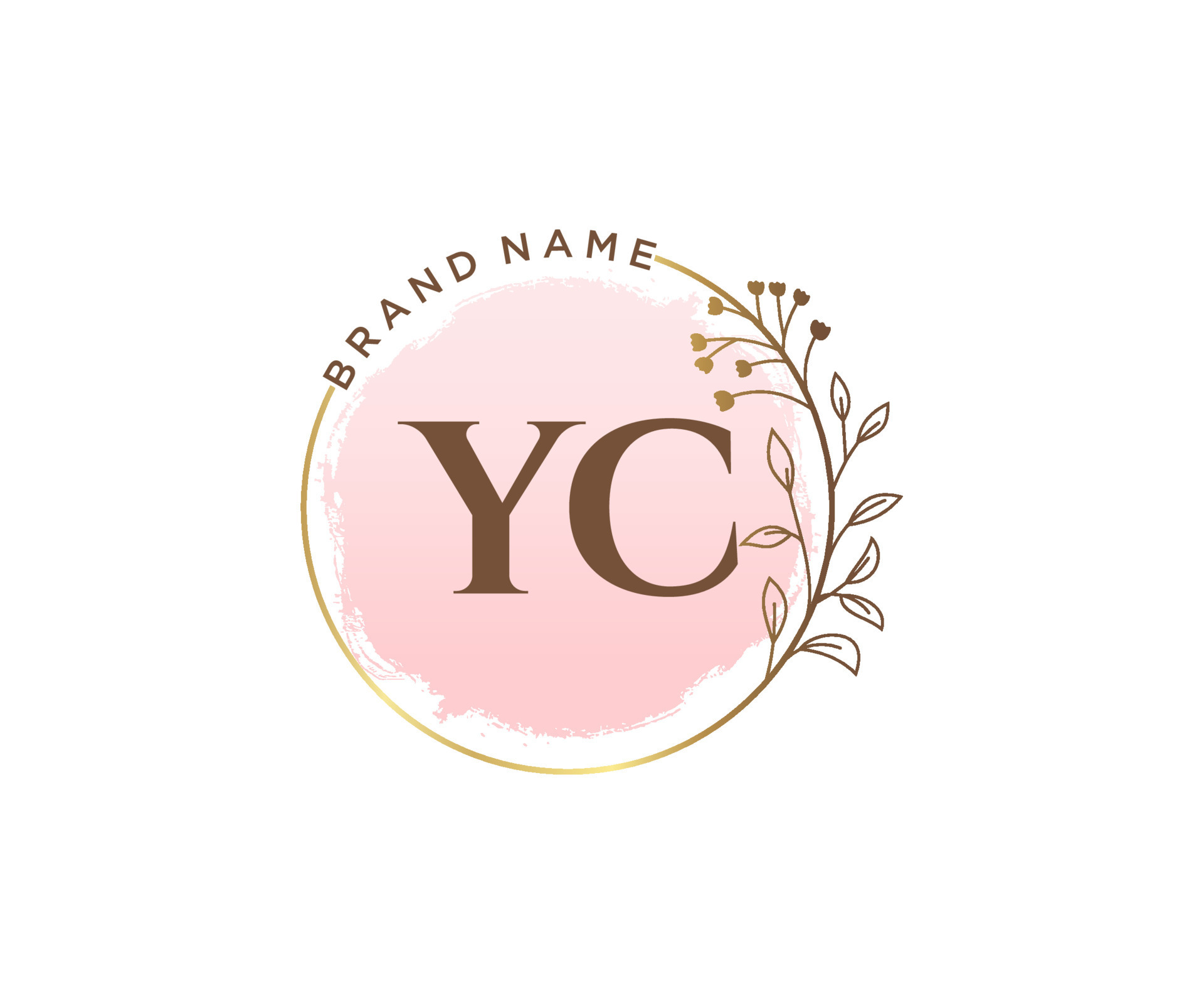 Initial Yc Feminine Logo Usable For Nature Salon Spa Cosmetic And Beauty Logos Flat Vector