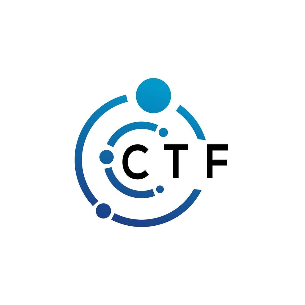 diseño de logotipo de letra ctf sobre fondo blanco. concepto de logotipo de letra de iniciales ...