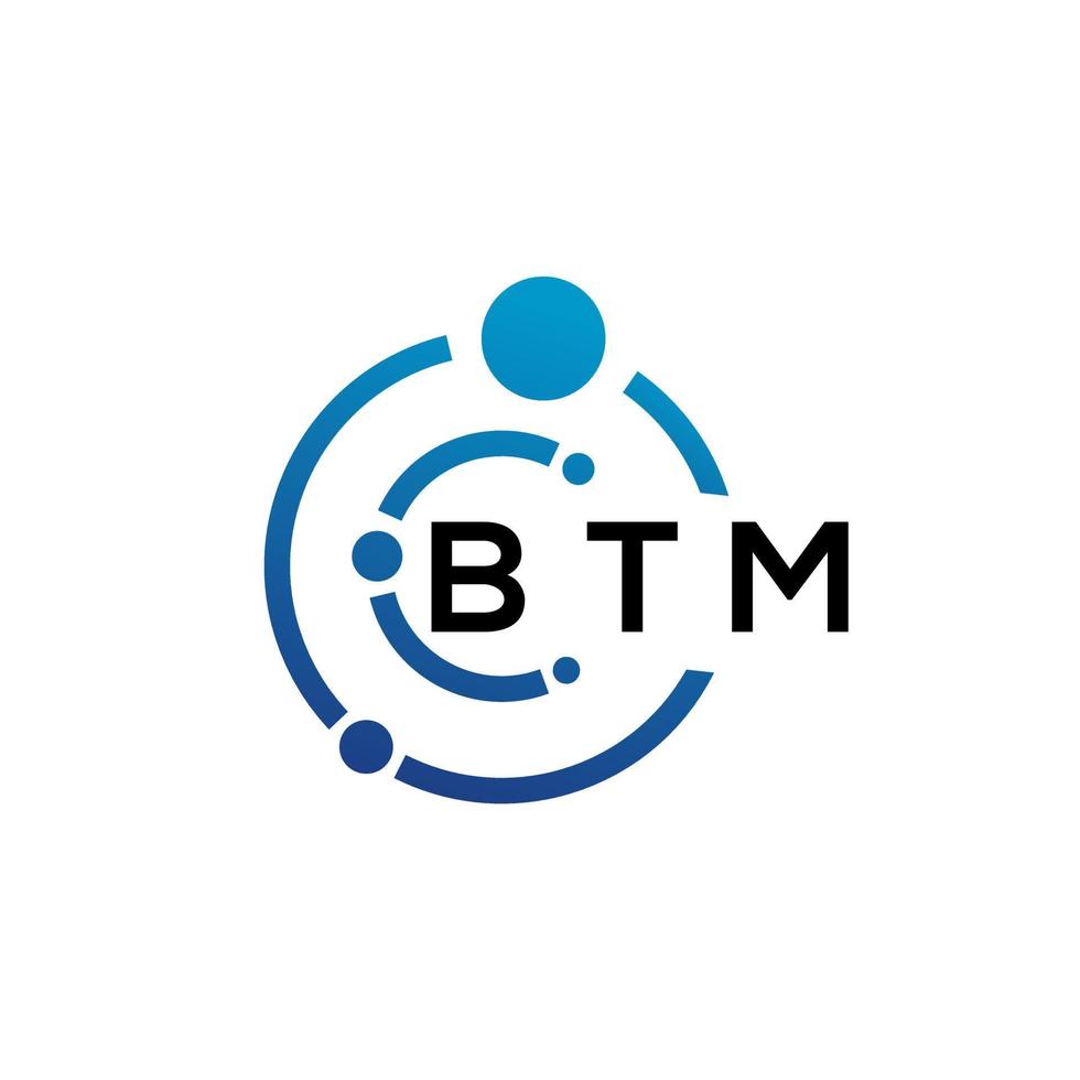 diseño de logotipo de letra btm sobre fondo blanco. concepto de logotipo de letra de iniciales ...