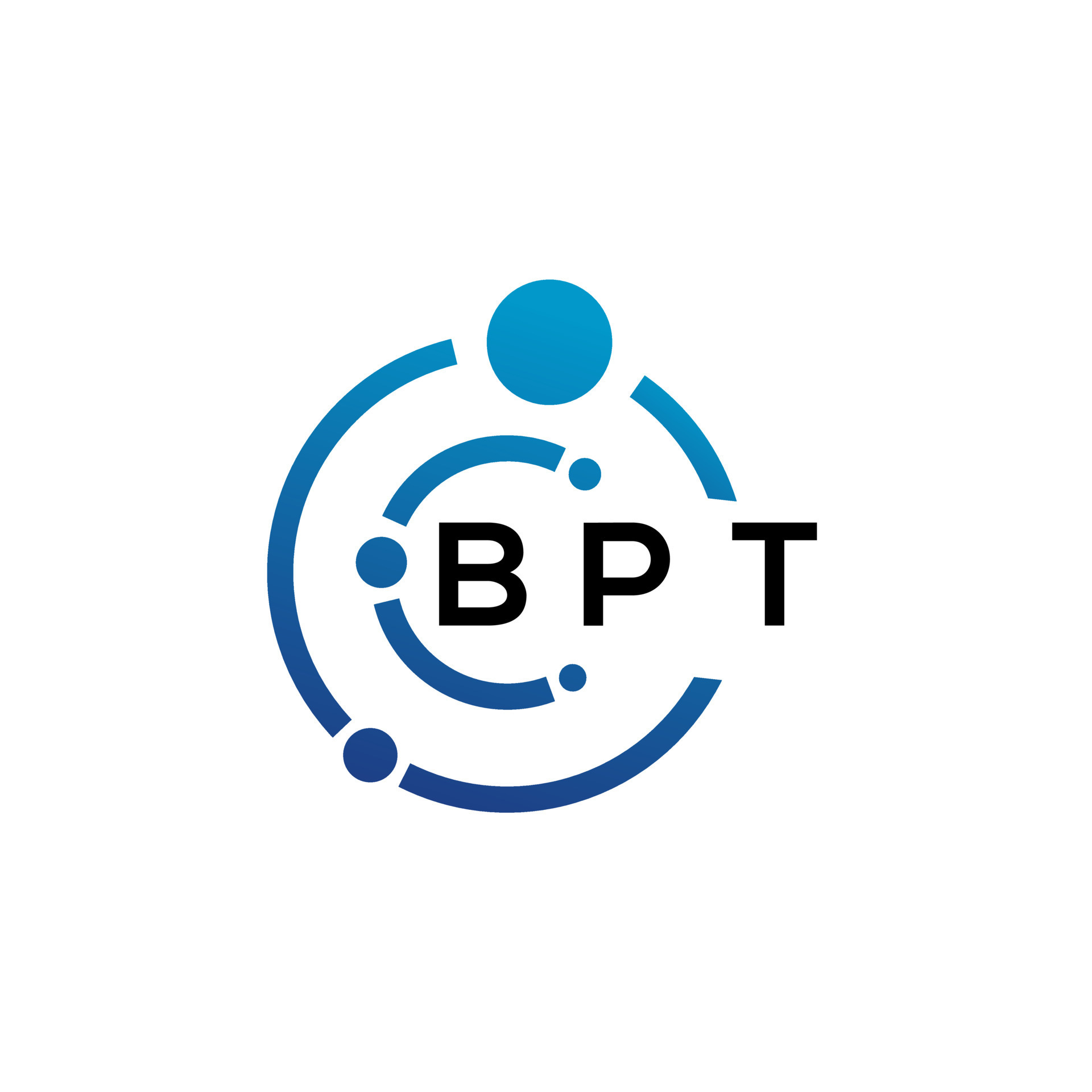 diseño de logotipo de letra bpt sobre fondo blanco. concepto de logotipo de letra de iniciales ...