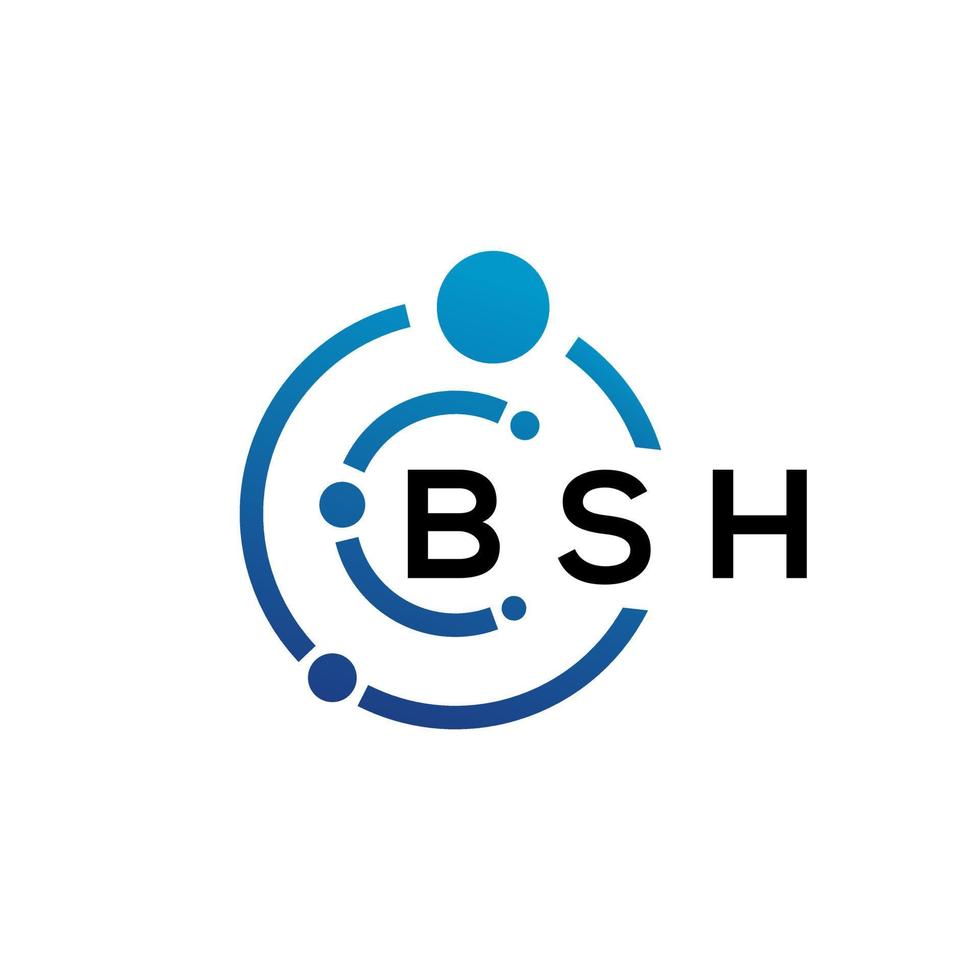 diseño de logotipo de letra bsh sobre fondo blanco. concepto de logotipo de letra de iniciales ...