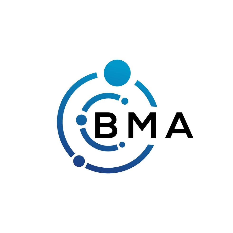 diseño de logotipo de letra bma sobre fondo blanco. concepto de logotipo de letra de iniciales ...