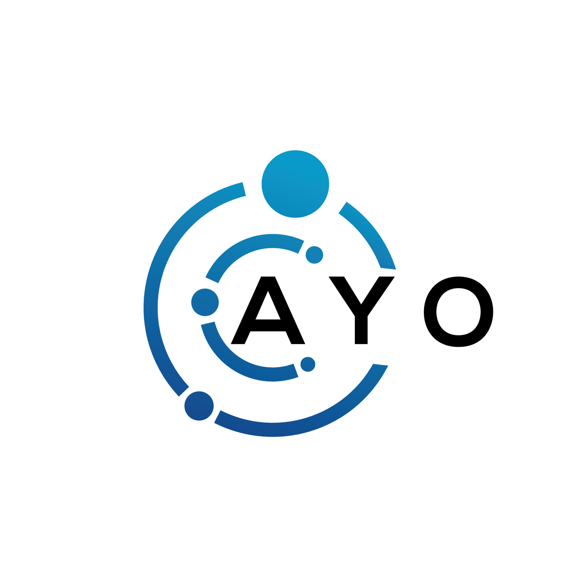 diseño del logotipo de la letra ayo sobre fondo negro. concepto de logotipo de letra de ...