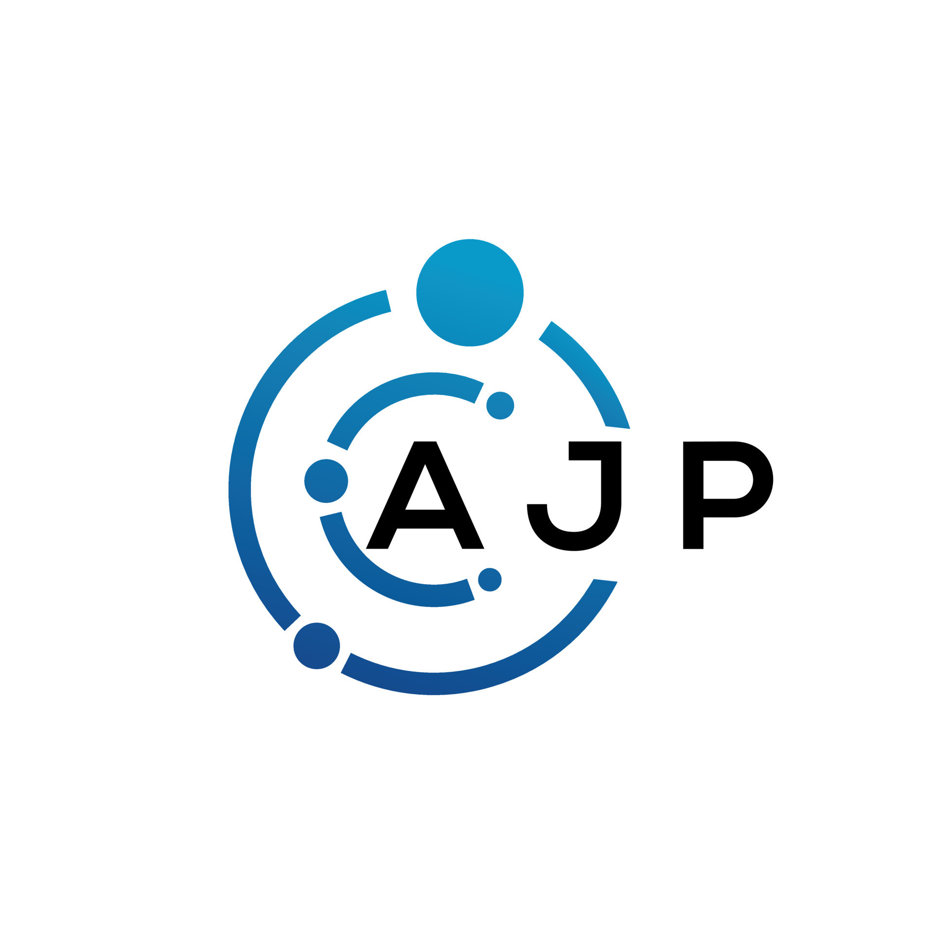 diseño de logotipo de letra ajp sobre fondo negro. concepto de logotipo de letra de iniciales ...