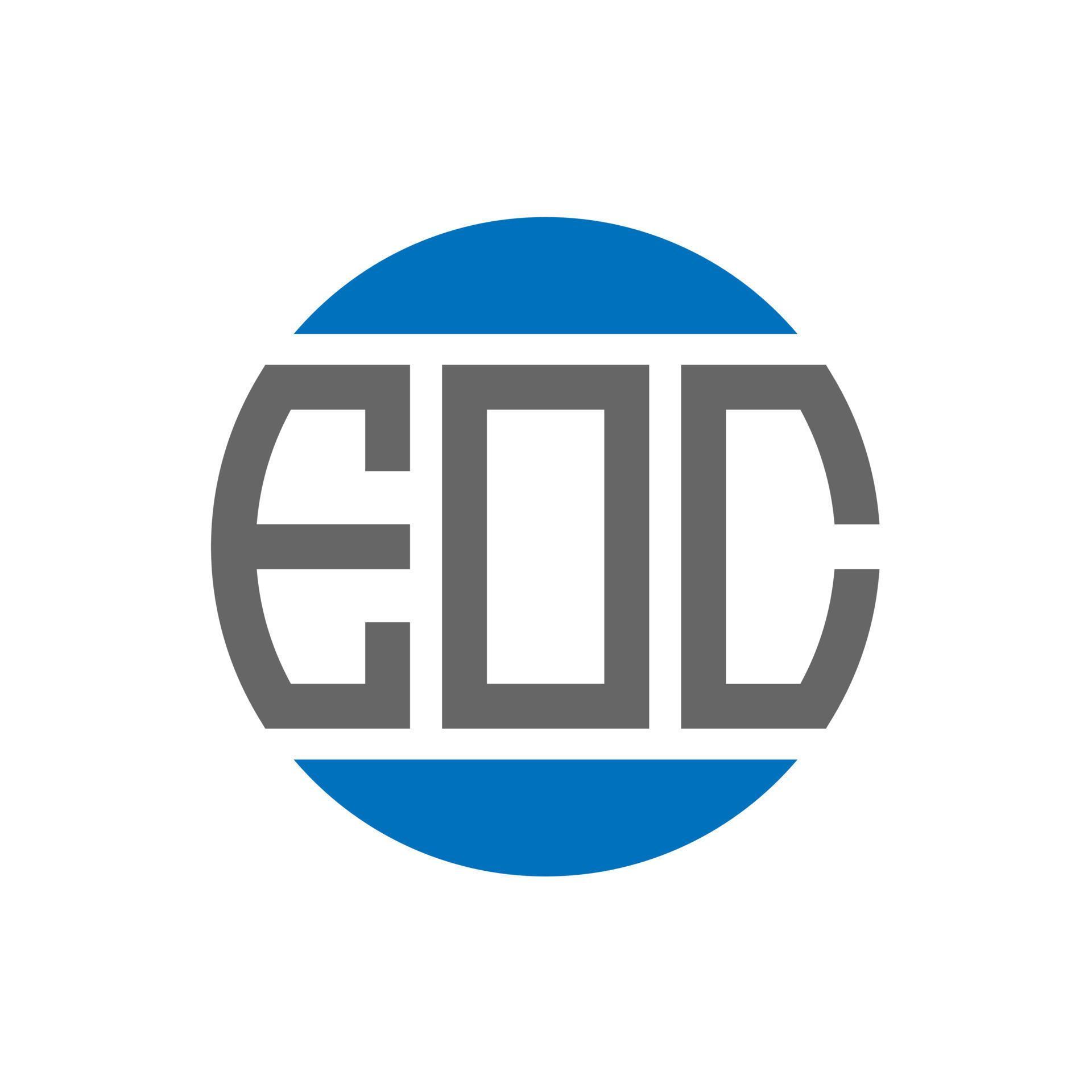 diseño de logotipo de letra eoc sobre fondo blanco. concepto de logotipo de círculo de iniciales ...