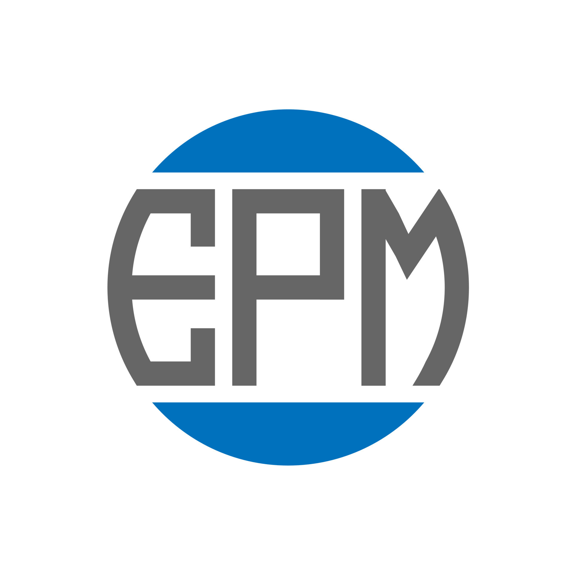 diseño de logotipo de letra epm sobre fondo blanco. concepto de logotipo de círculo de iniciales ...