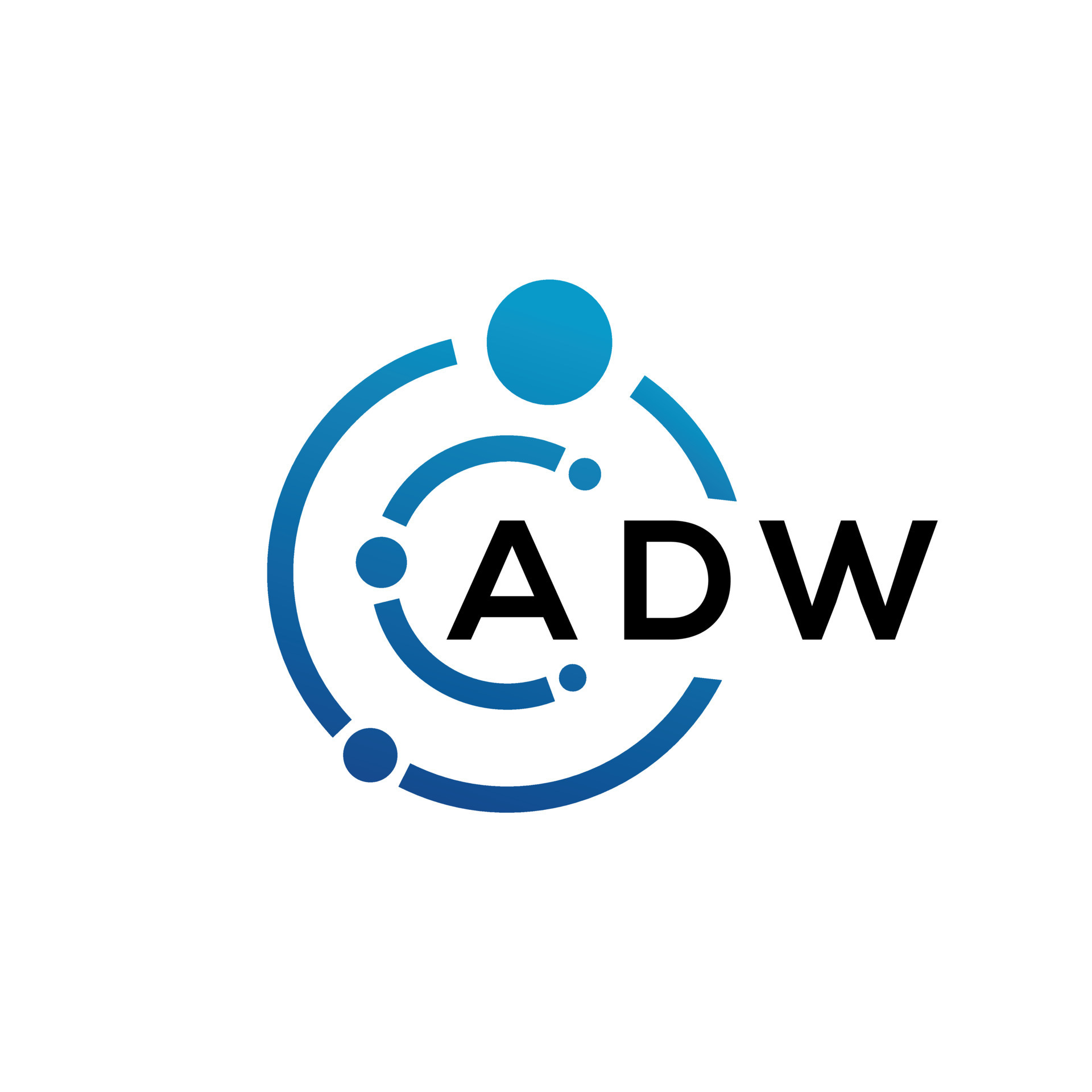 diseño de logotipo de letra adw sobre fondo negro. concepto de logotipo de letra de iniciales ...