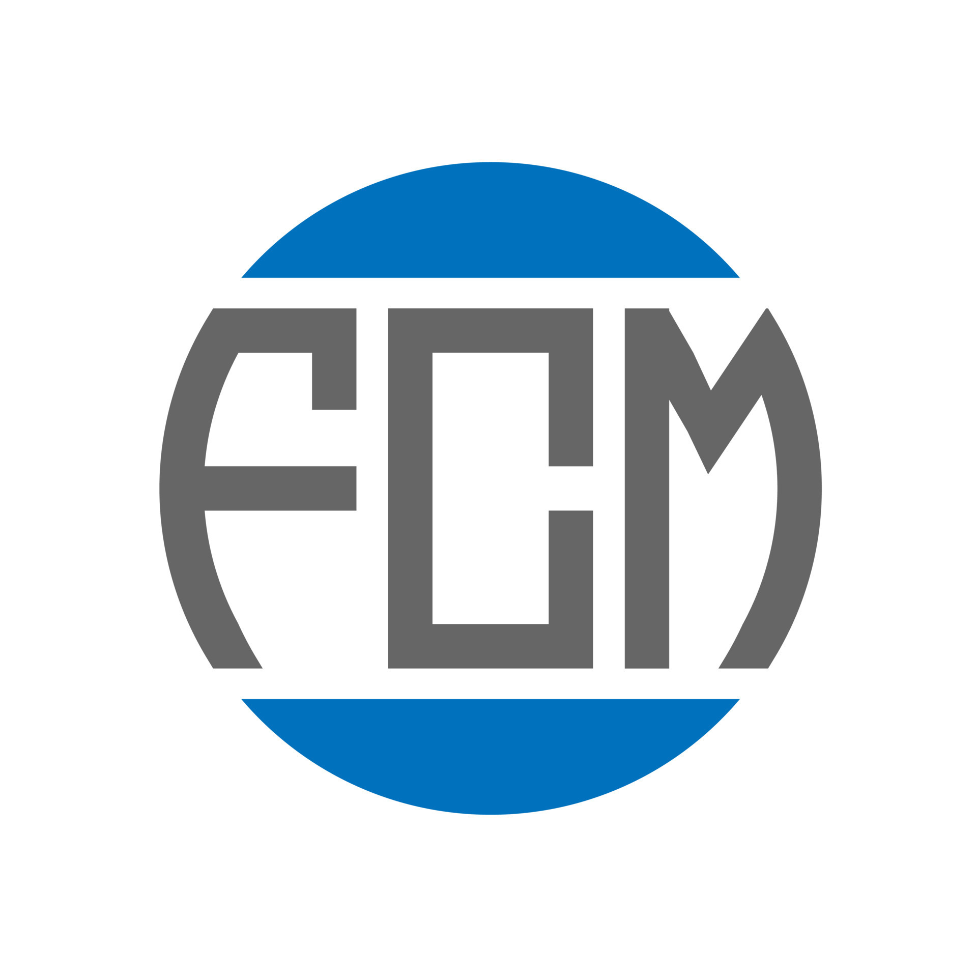 diseño de logotipo de letra fcm sobre fondo blanco. concepto de logotipo de círculo de iniciales ...