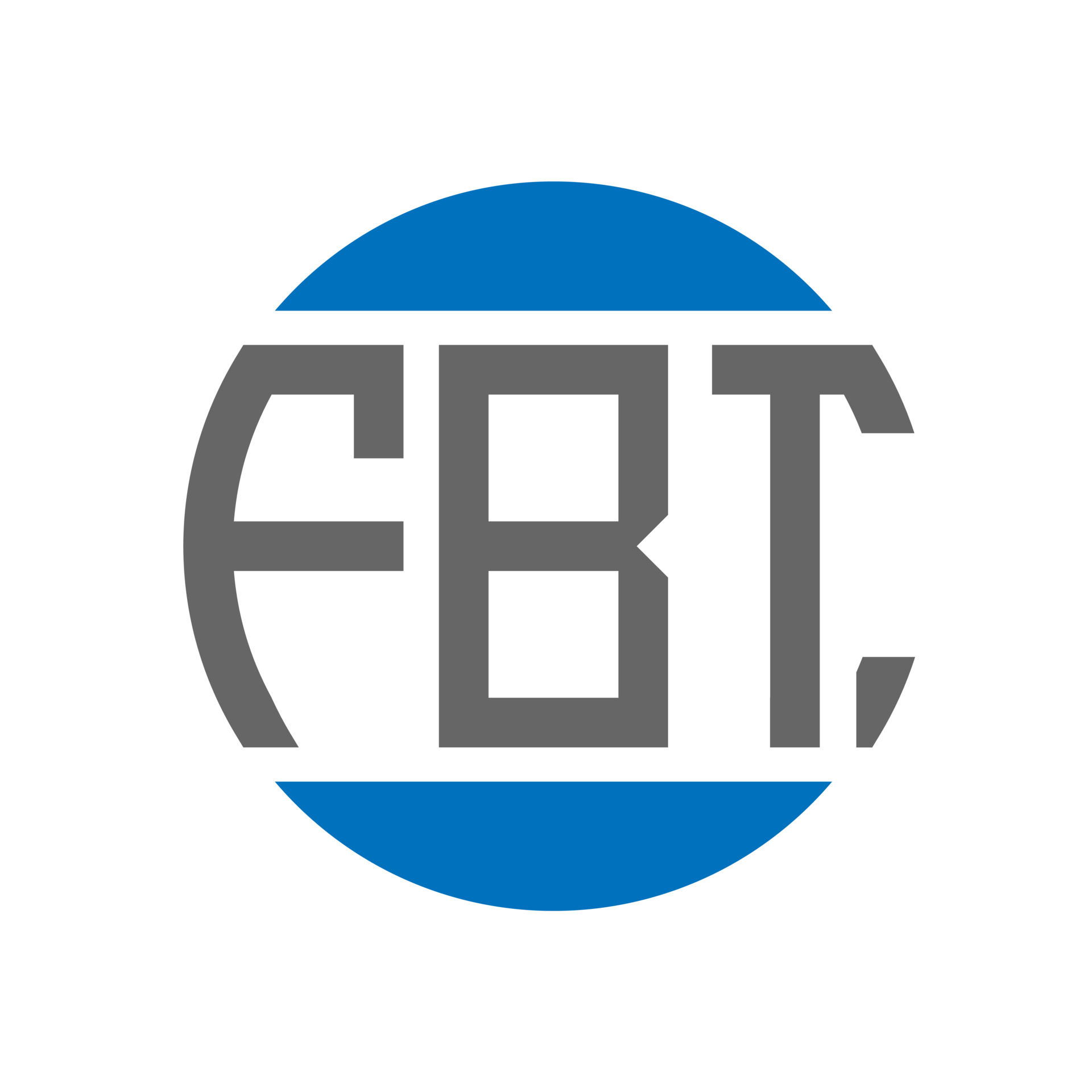 diseño de logotipo de letra fbt sobre fondo blanco. concepto de logotipo de círculo de iniciales ...