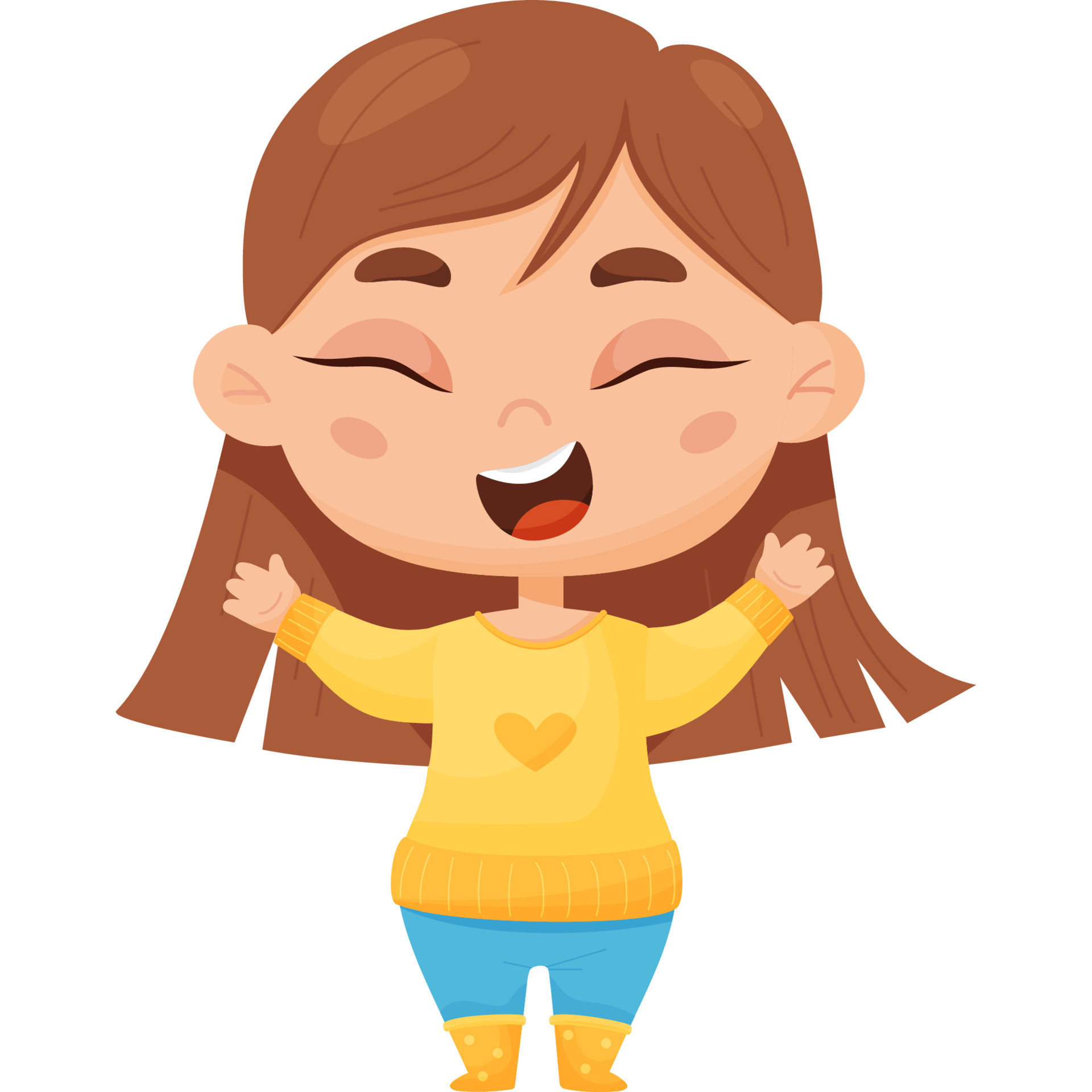 Happy Joyful Girl Female Character Emotion 15518316 Vector Art At Vecteezy