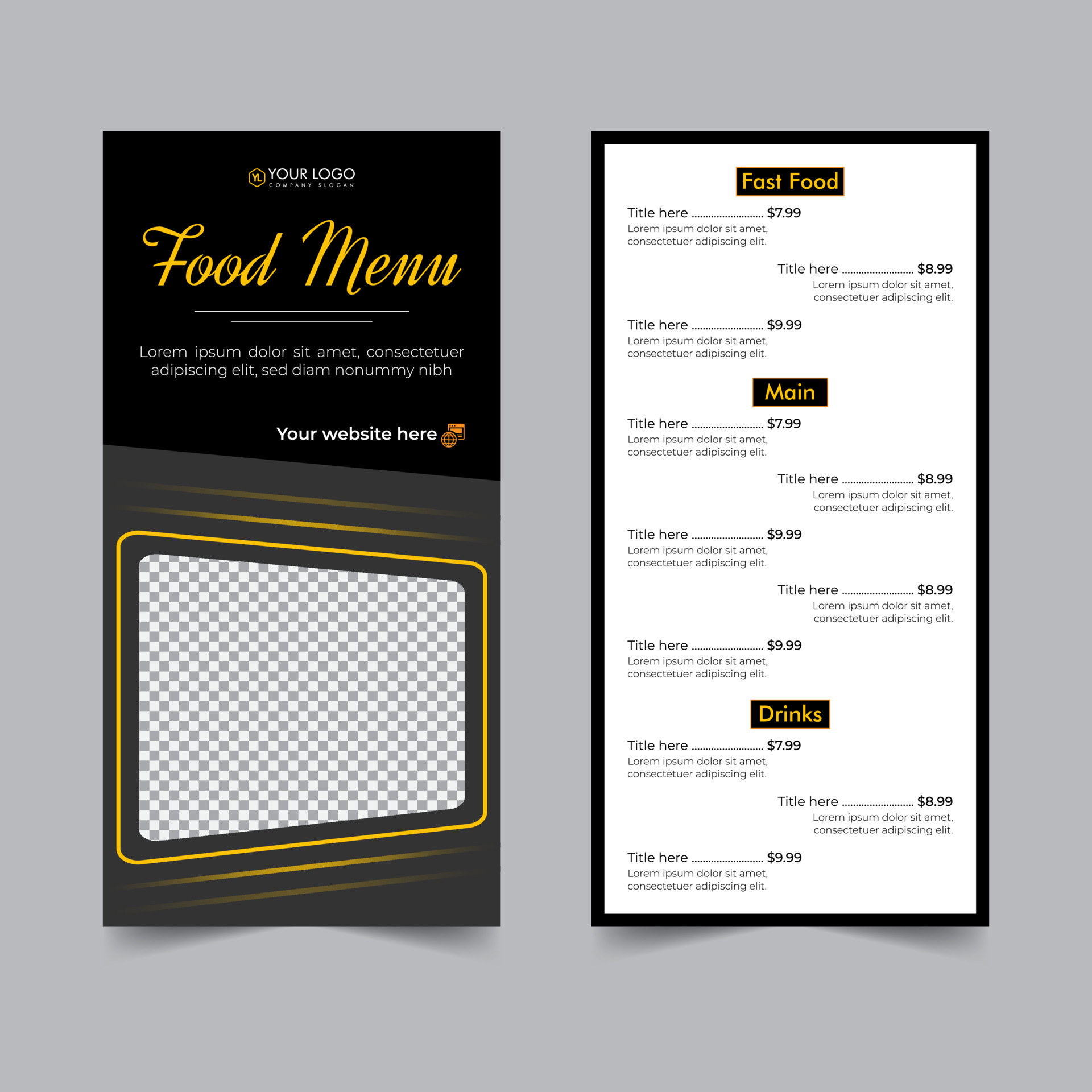 food flyer for restaurant menu card design, cooking recipe for fast ...