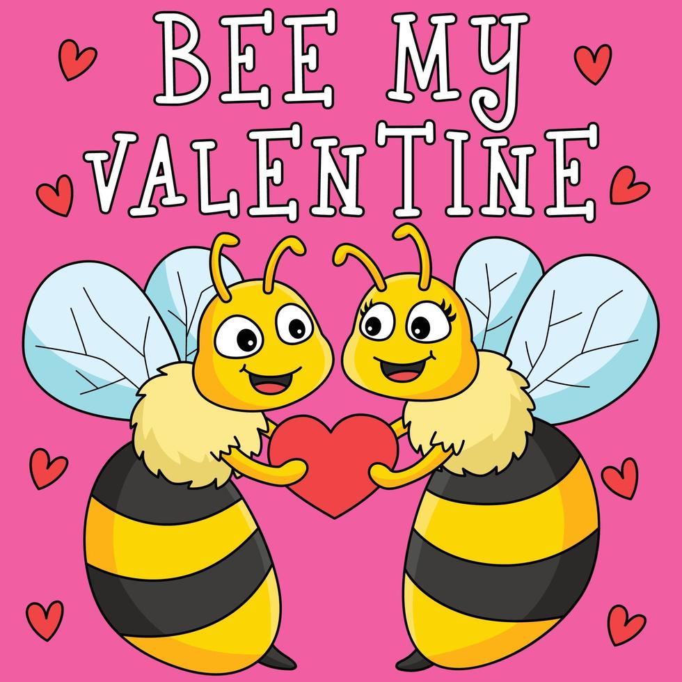 Bee My Valentine Colored Cartoon Illustration 15529371 Vector Art at ...