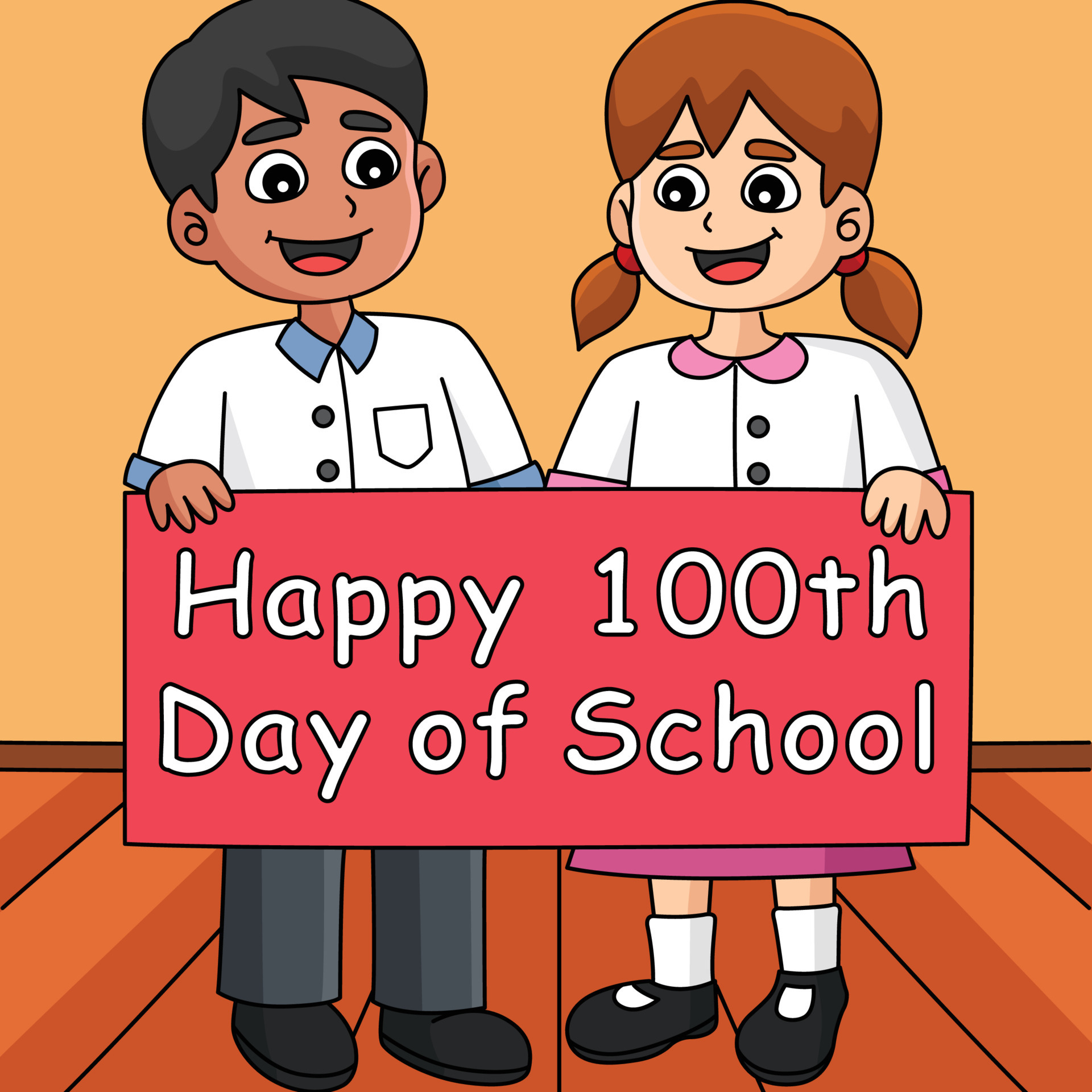 Happy 100th Day Of School Student Colored Cartoon 15529377 Vector Art ...