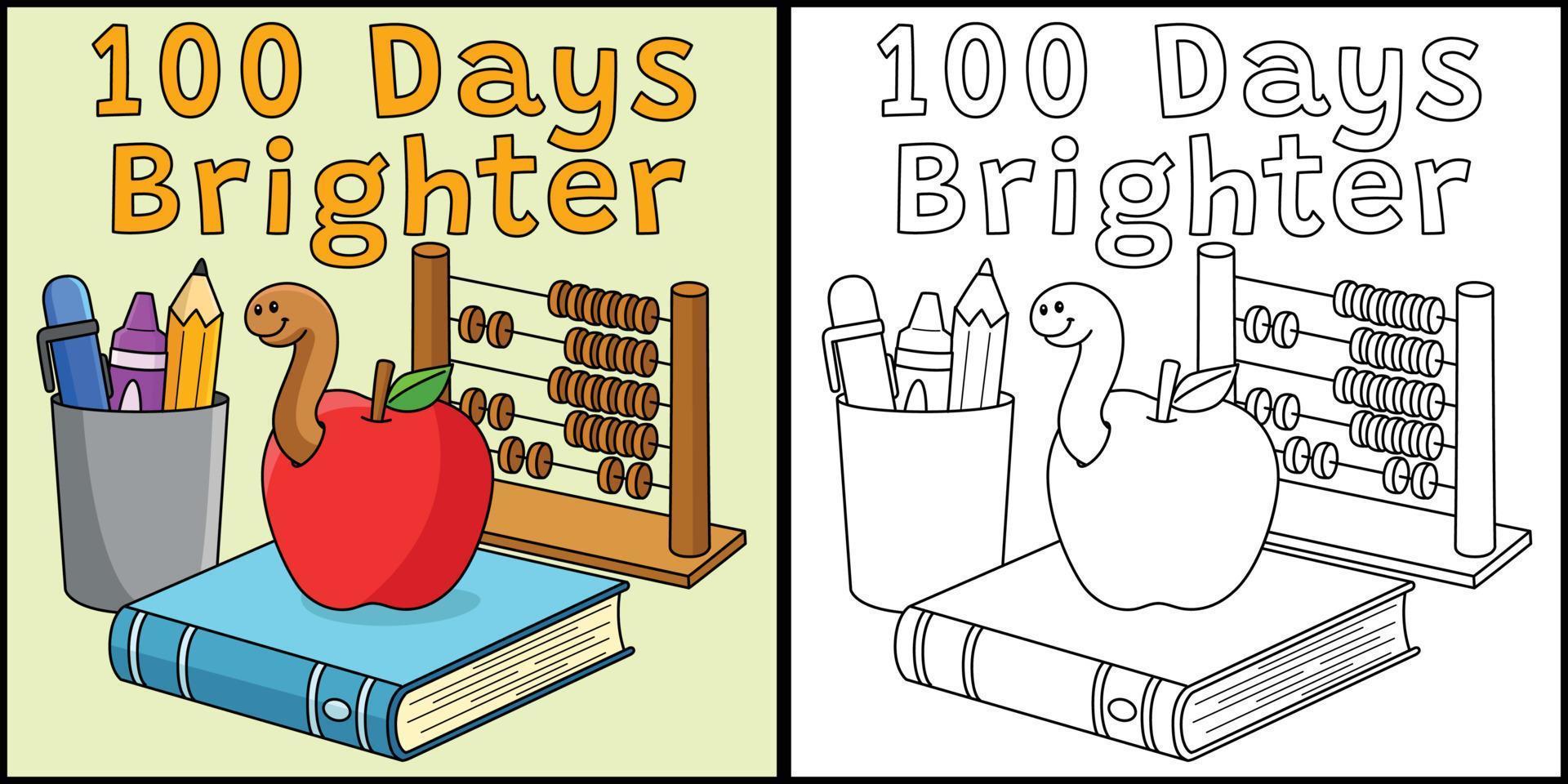 100th Day Of School Brighter Coloring Illustration 15529445 Vector Art ...