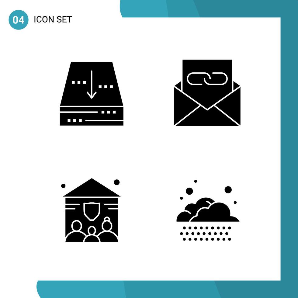 Vector Pack of 4 Glyph Symbols Solid Style Icon Set on White Background ...