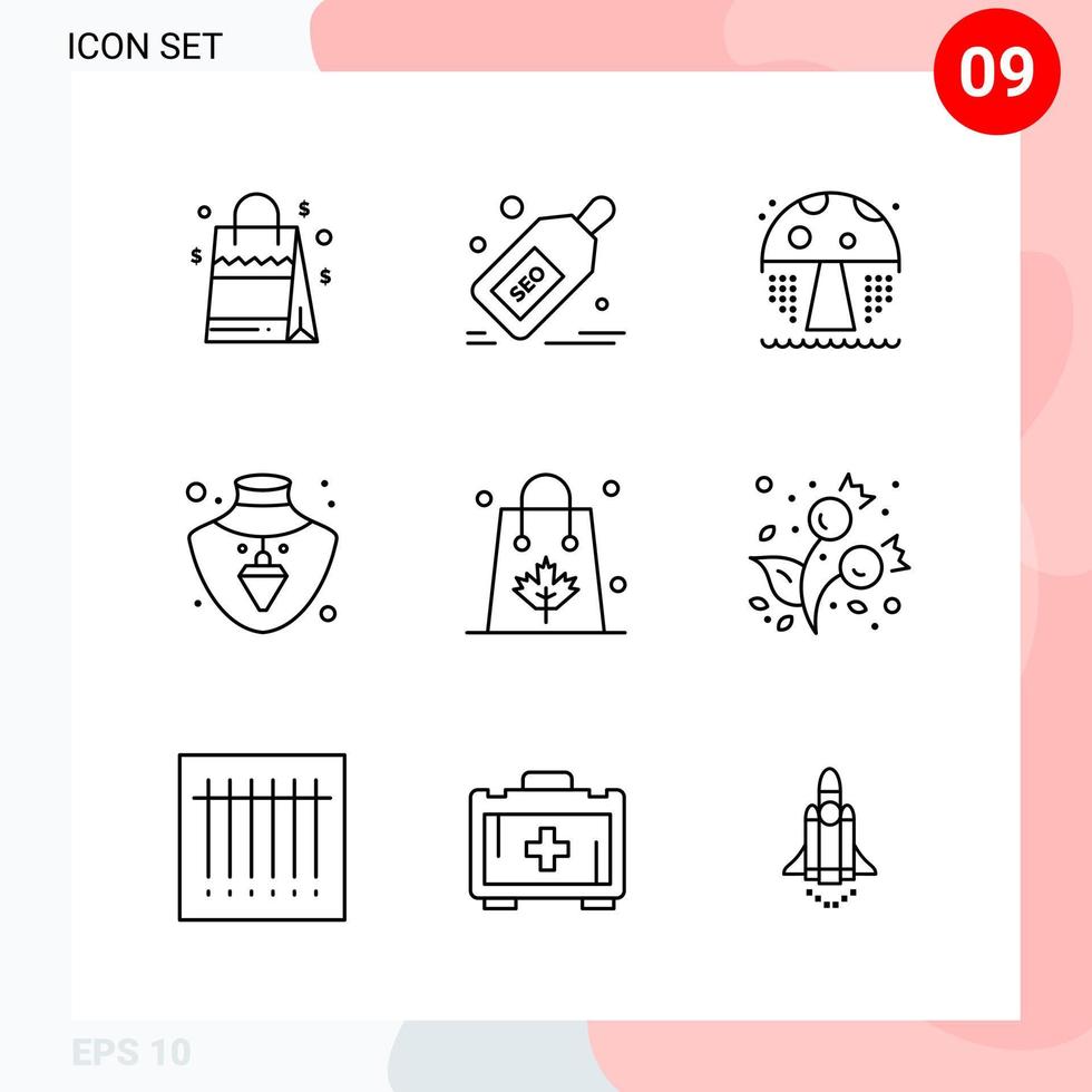 Vector Pack of 9 Icons in Line Style Creative Outline Pack isolated on ...