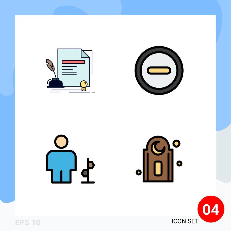 4 User Interface Filledline Flat Color Pack Of Modern Signs And Symbols