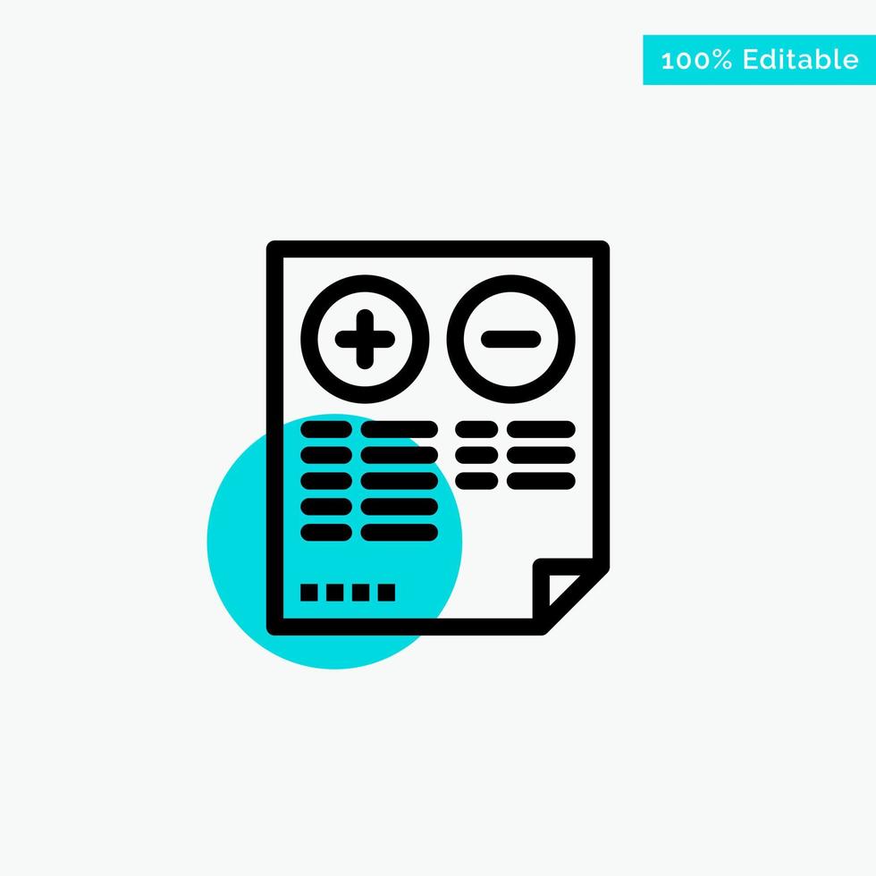 Pros Cons Document Plus Minus turquoise highlight circle point Vector ... Pros Cons Document Plus Minus turquoise highlight circle point Vector ...