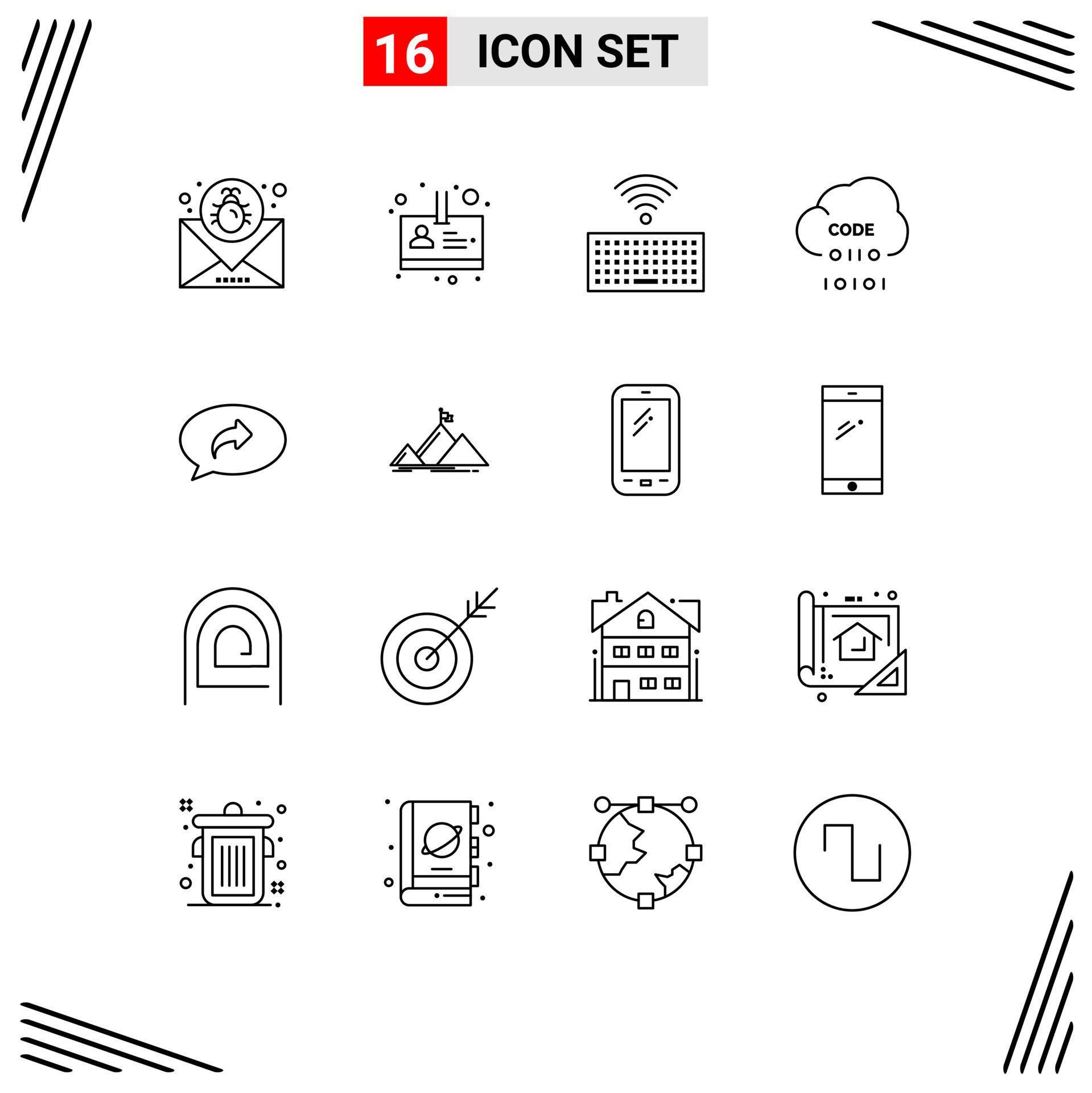 Set Of 16 Vector Outlines On Grid For Chat Programming Hardware